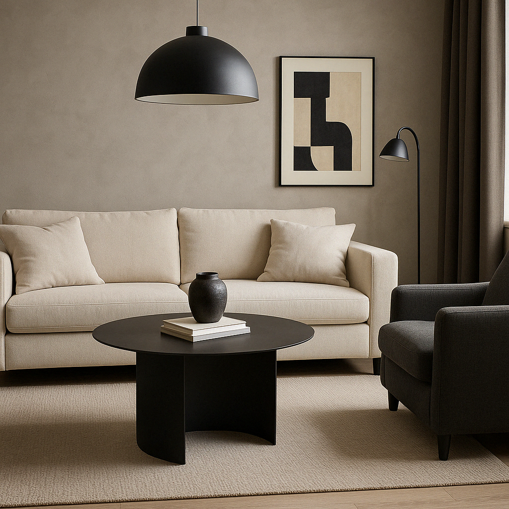 Industrial Round Low Side Metal Table/Minimal Design (D)24" (H)16"