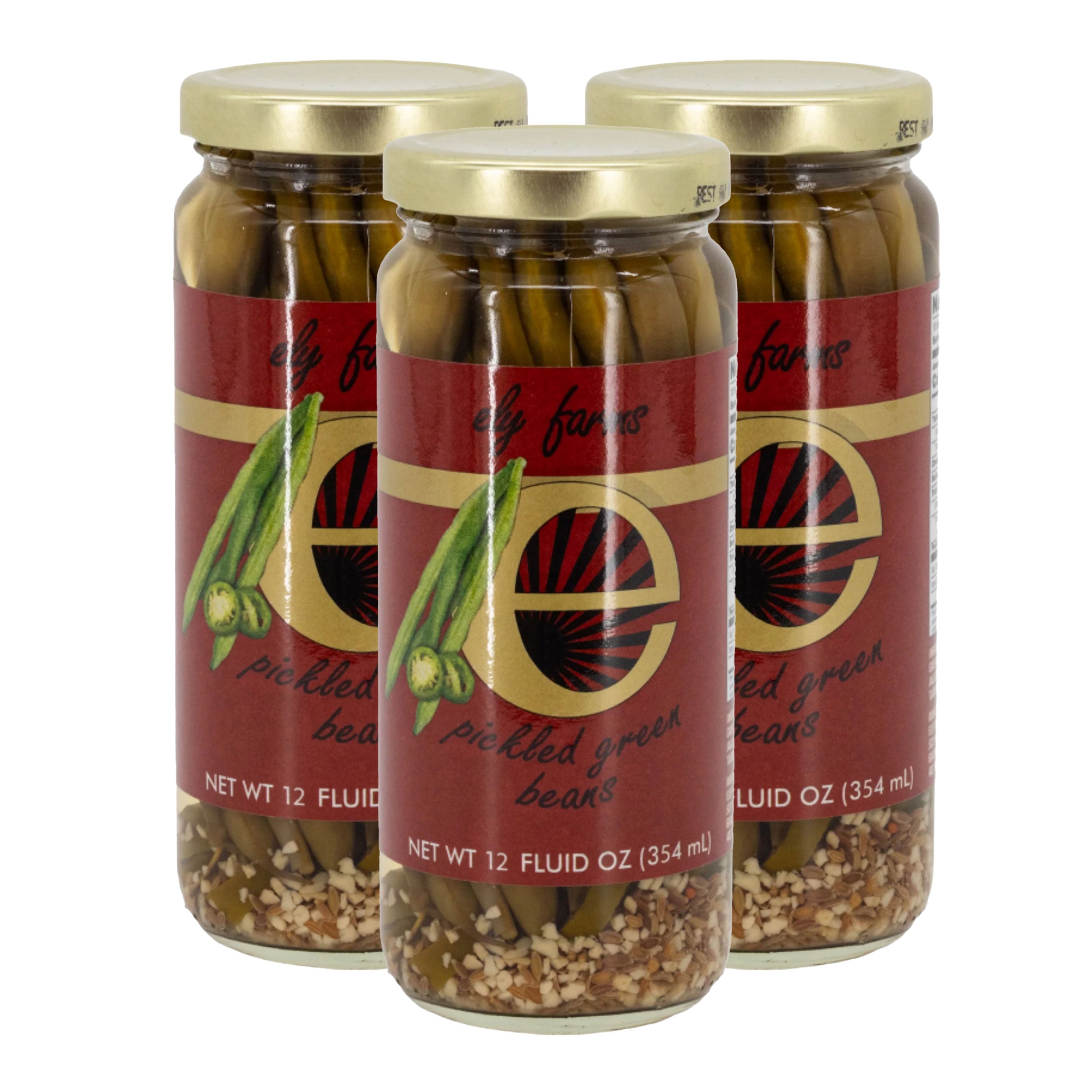 Pickled Green Beans | Pack of 3 | 12 oz | Ely Farms