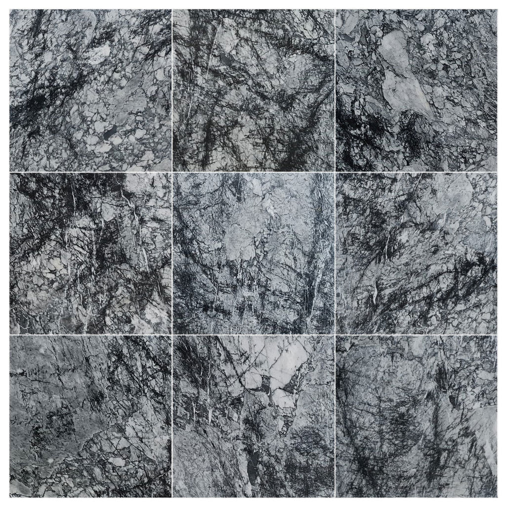 Black Cloud Exotic Marble Polished Floor and Wall Tile-Large Format