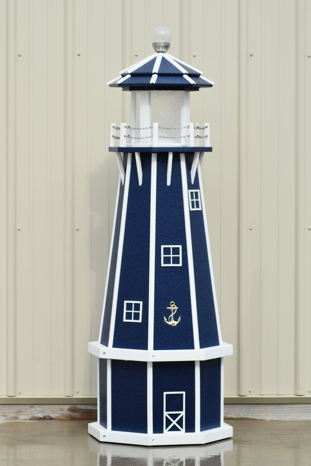 5 ft. Octagon Solar and Electric Powered Poly Lighthouses, Patriot Blu