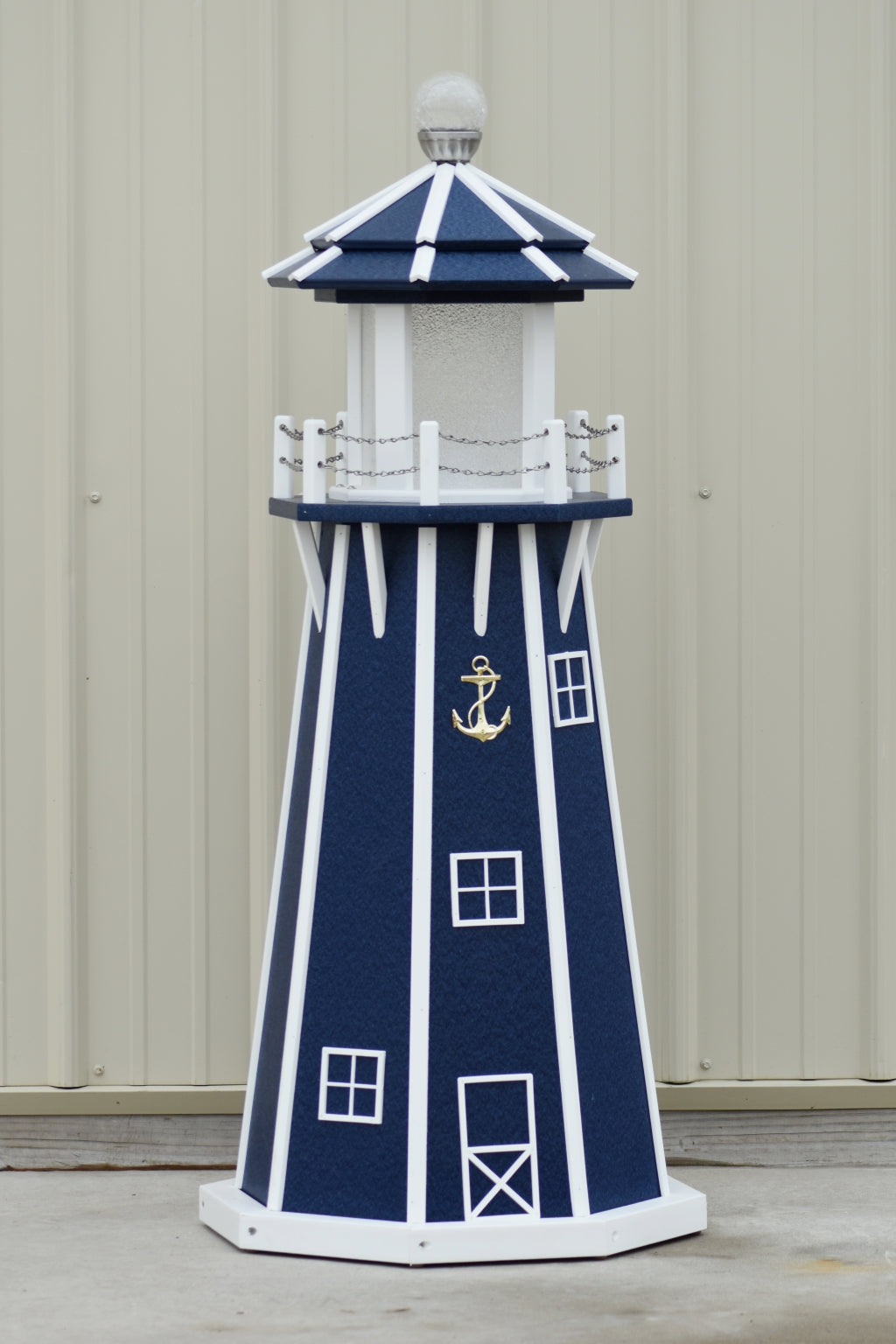 4 ft. Octagon Solar and Electric Powered Poly Garden Lighthouse, Navy