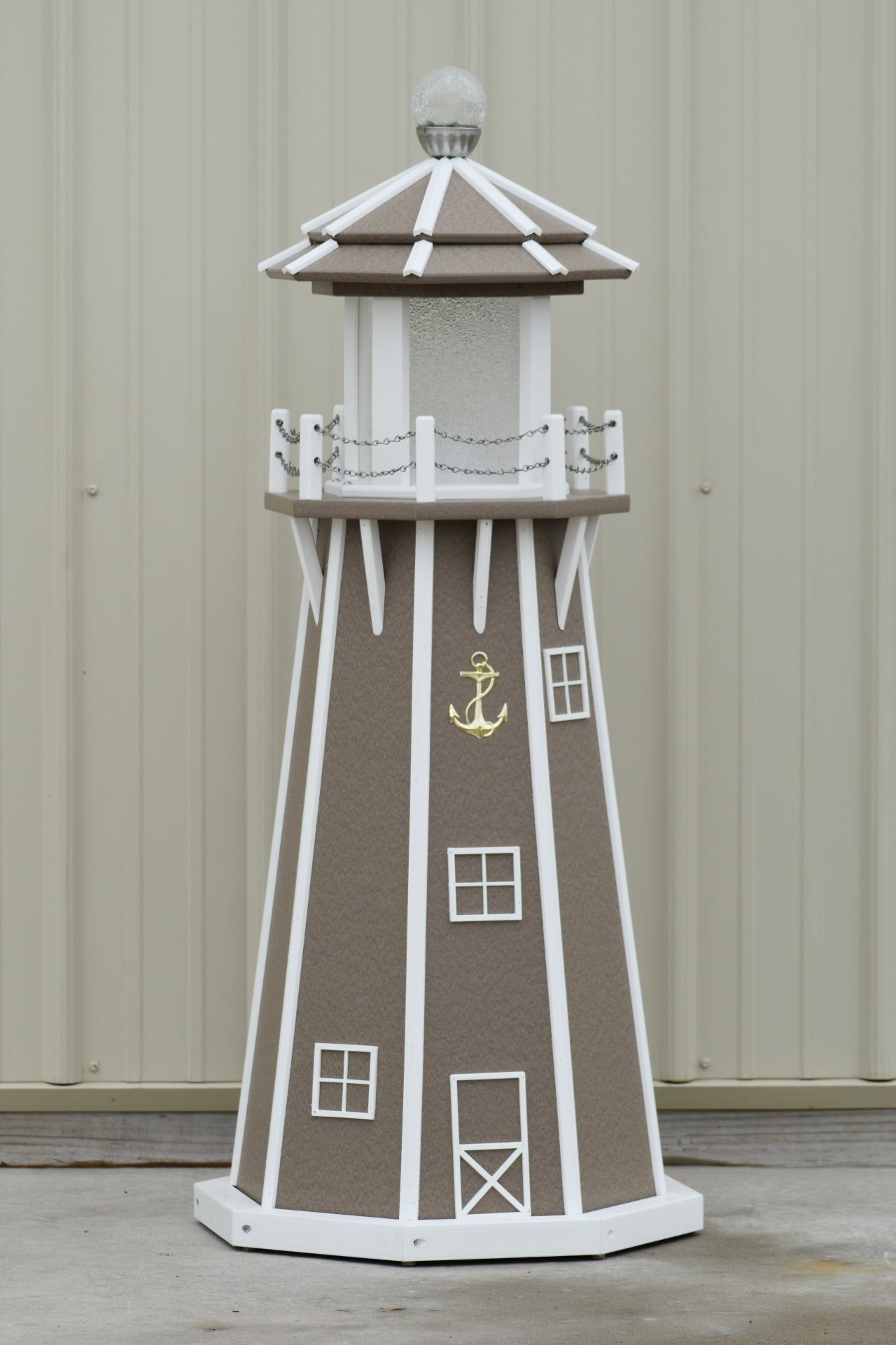 4 ft. Octagon Solar and Electric Powered Poly Garden Lighthouses, Clay