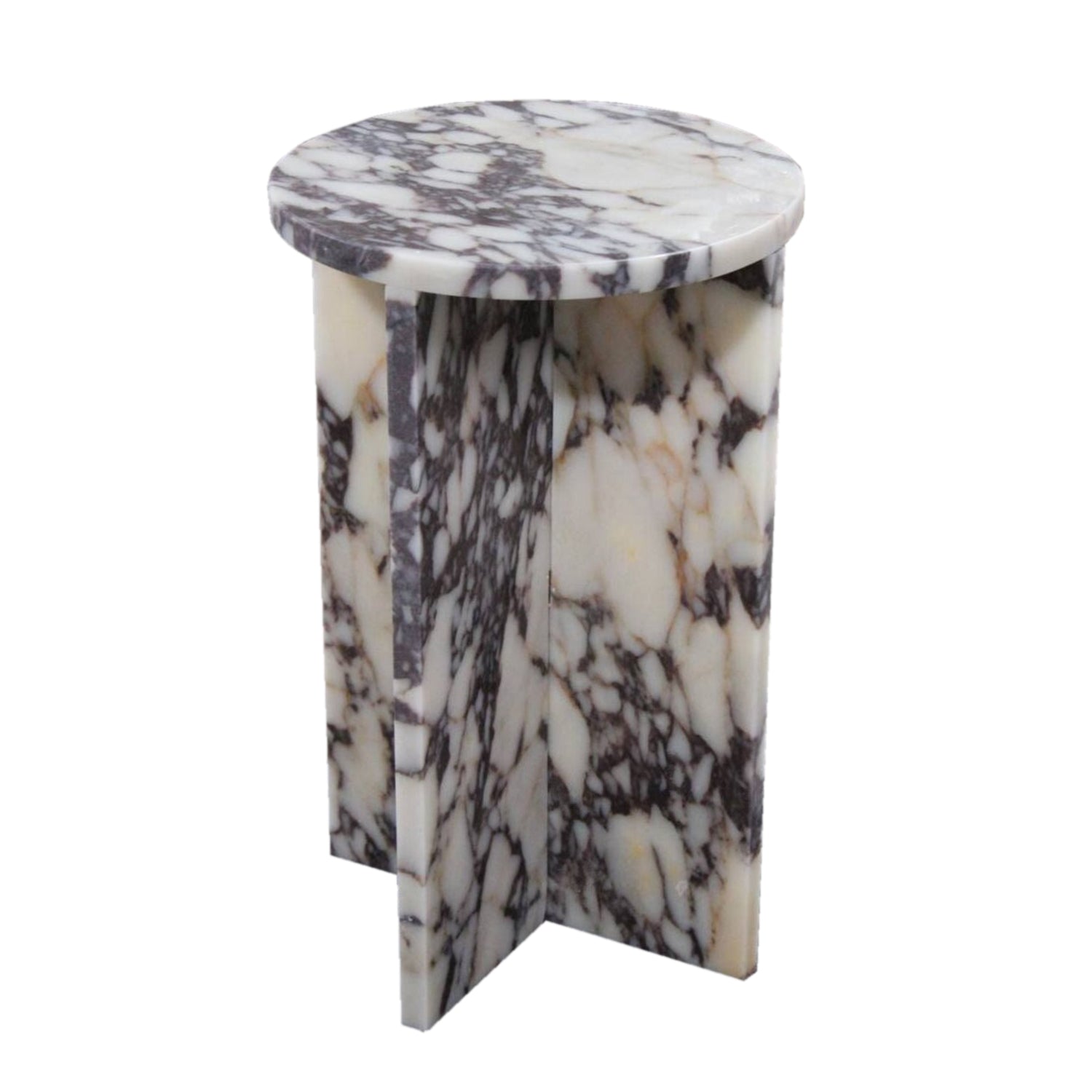 Calacatta Viola Marble End/Side Table, Nightstand Polished (D)14"