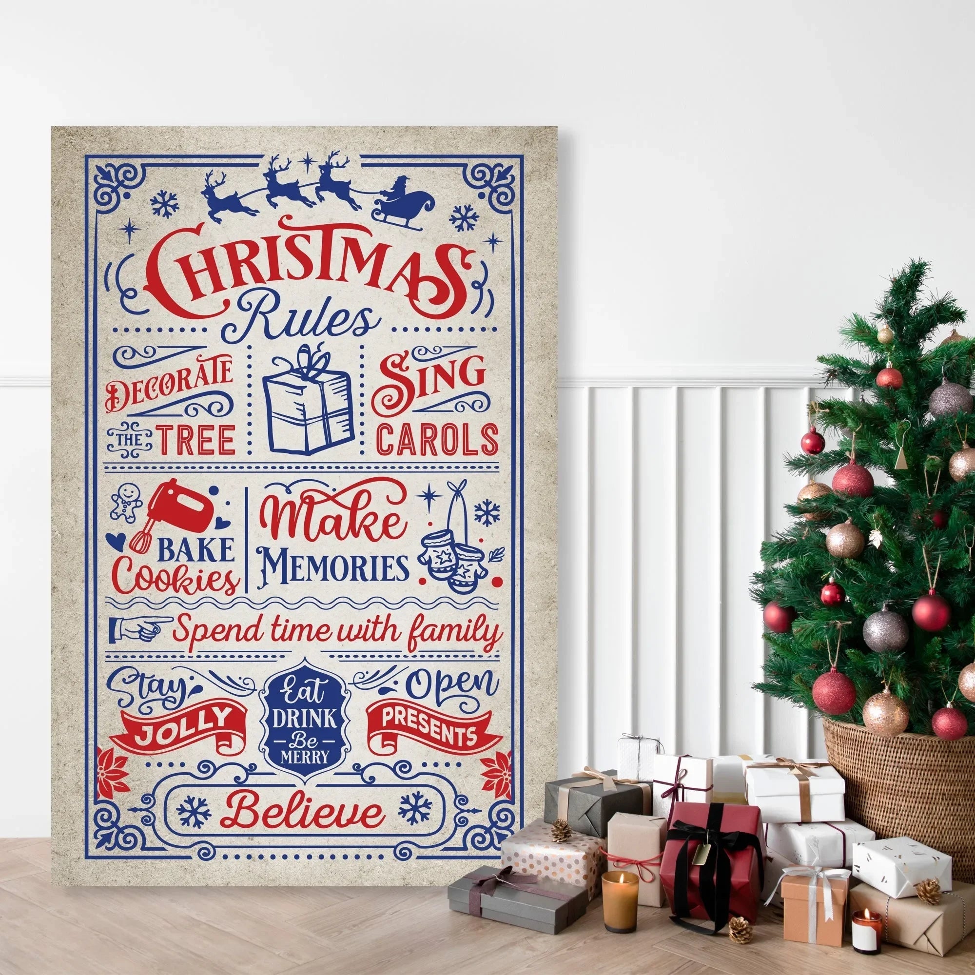 Christmas Rules Metal Sign