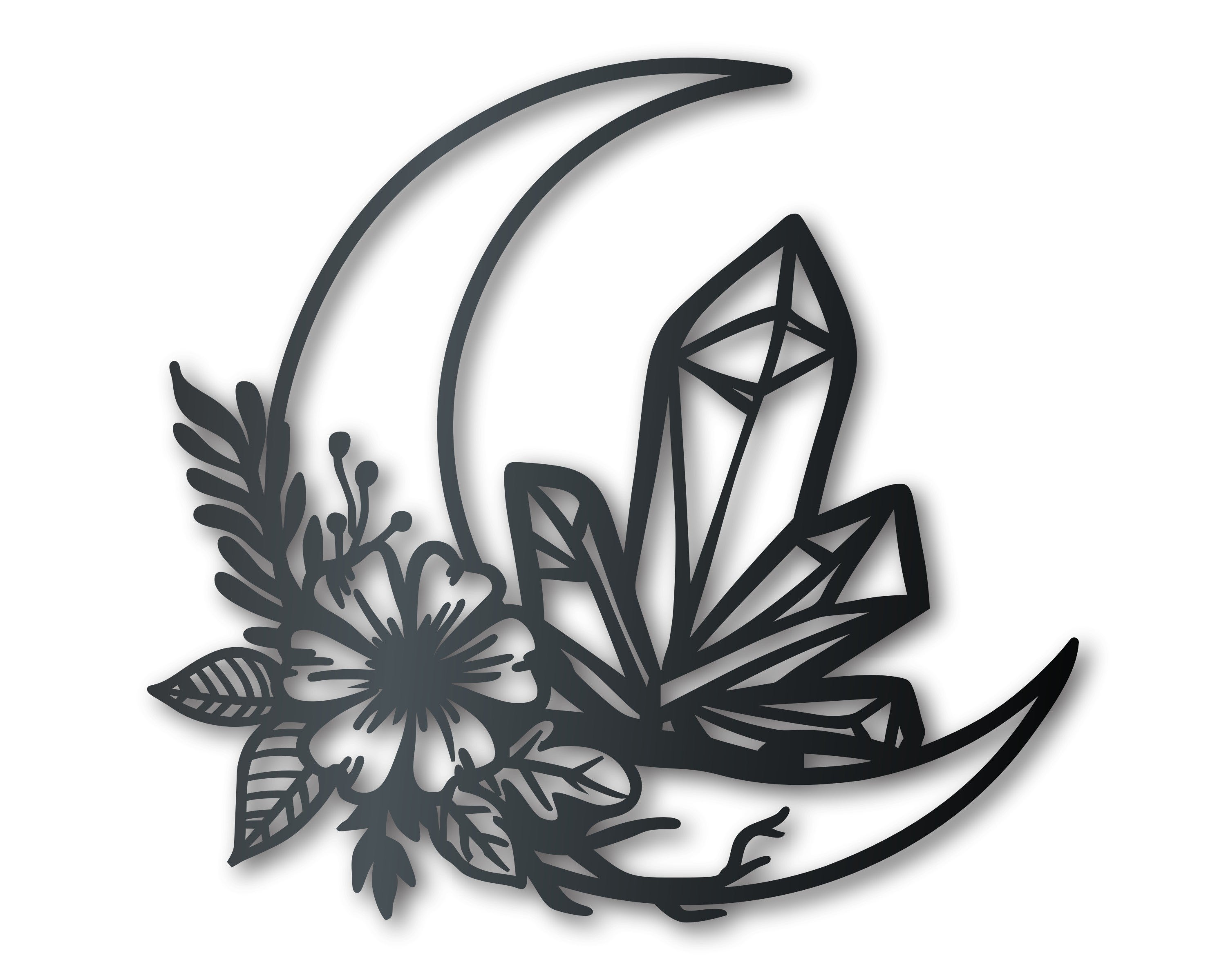 Metal Crystal Crescent Moon Wall Art | Indoor Outdoor | Up to 46" | Ov