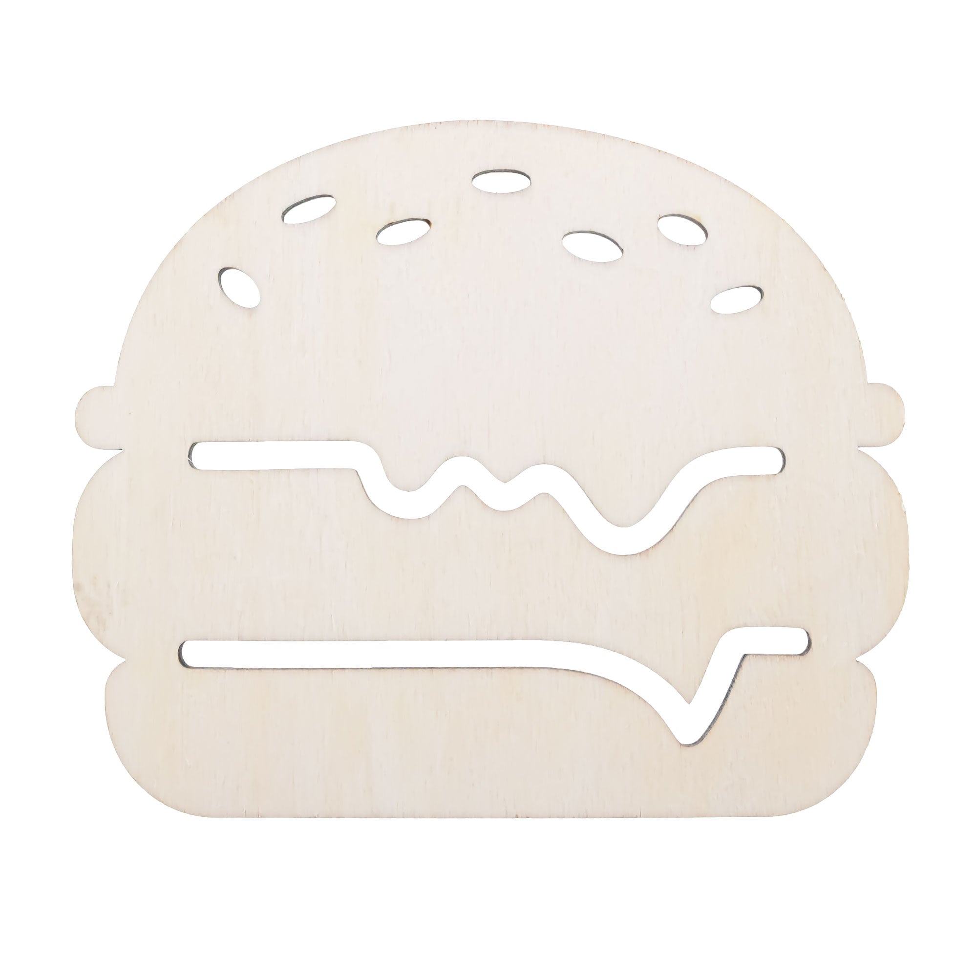 Unfinished Wooden Burger Shape Cutout DIY Craft 4.85 Inches