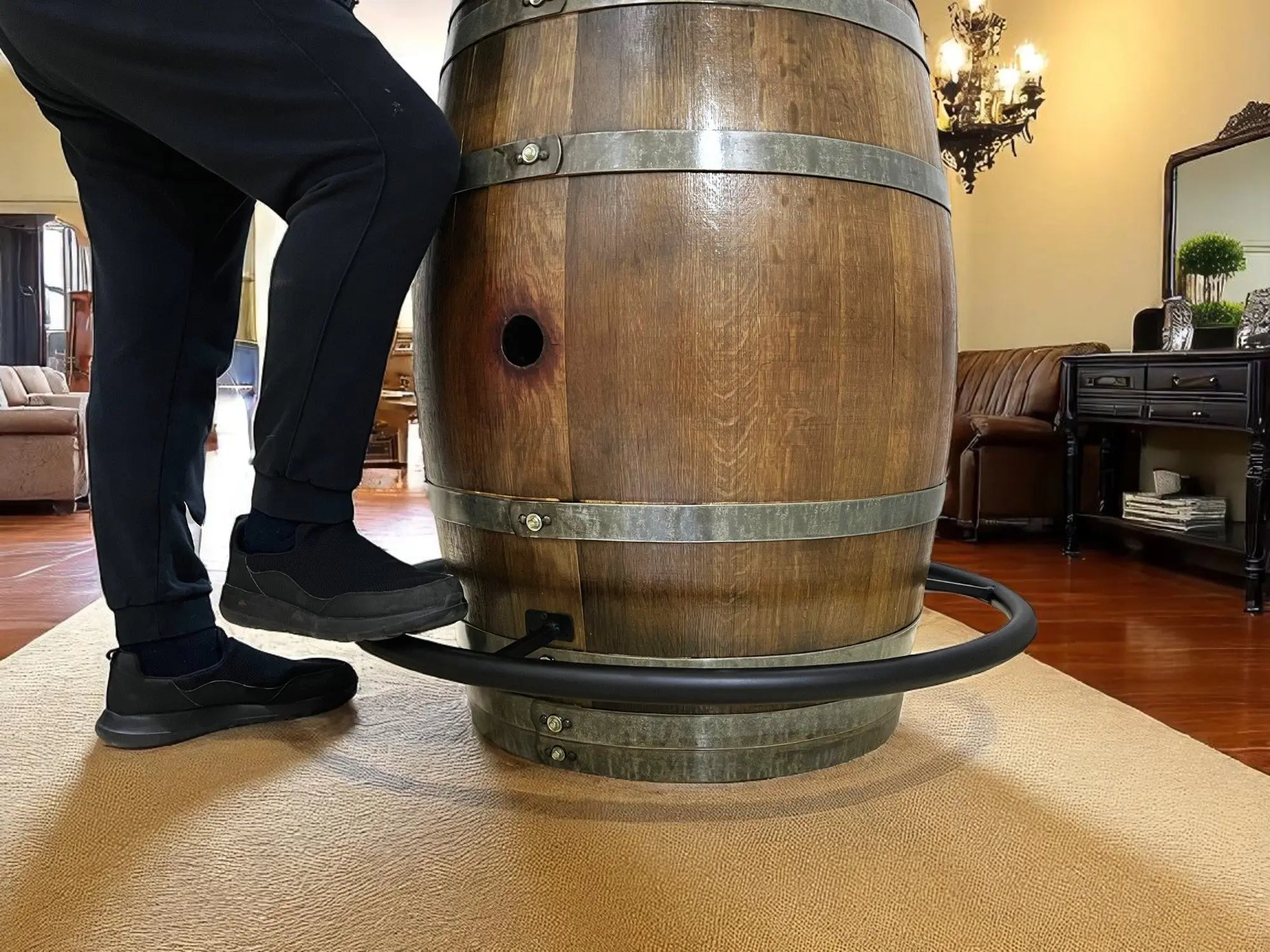 Whiskey and Wine Barrel Footrest, Fits Any Standard 53-59 Gallon Barre