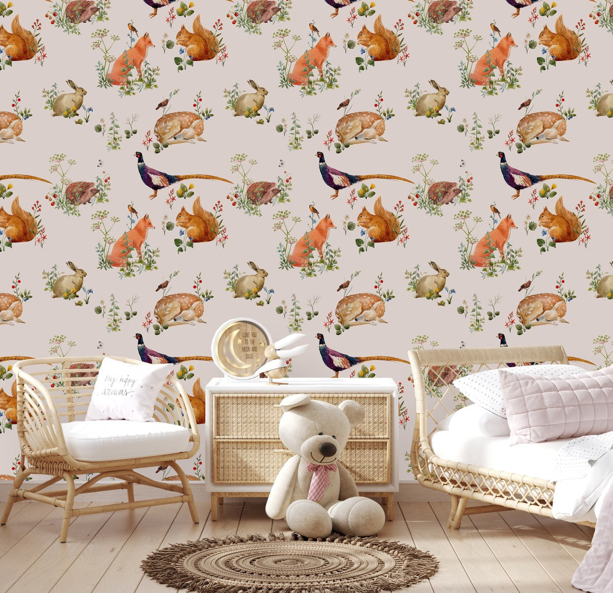 Forest Animals Pattern Wallpaper