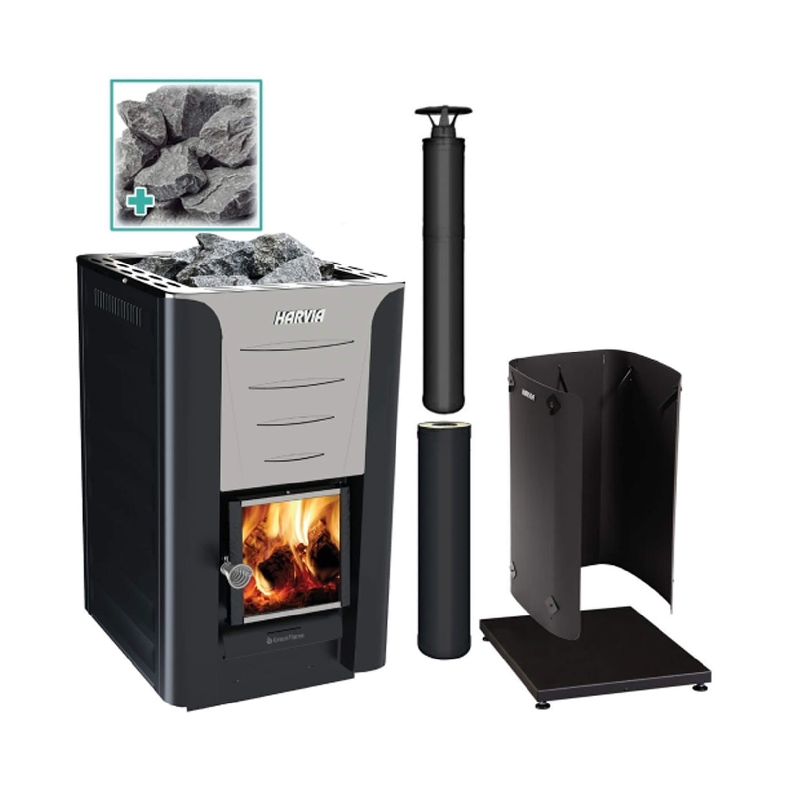 Harvia Pro 20 Premium Wood-Burning Sauna Heater Stove Package [PRO20-P