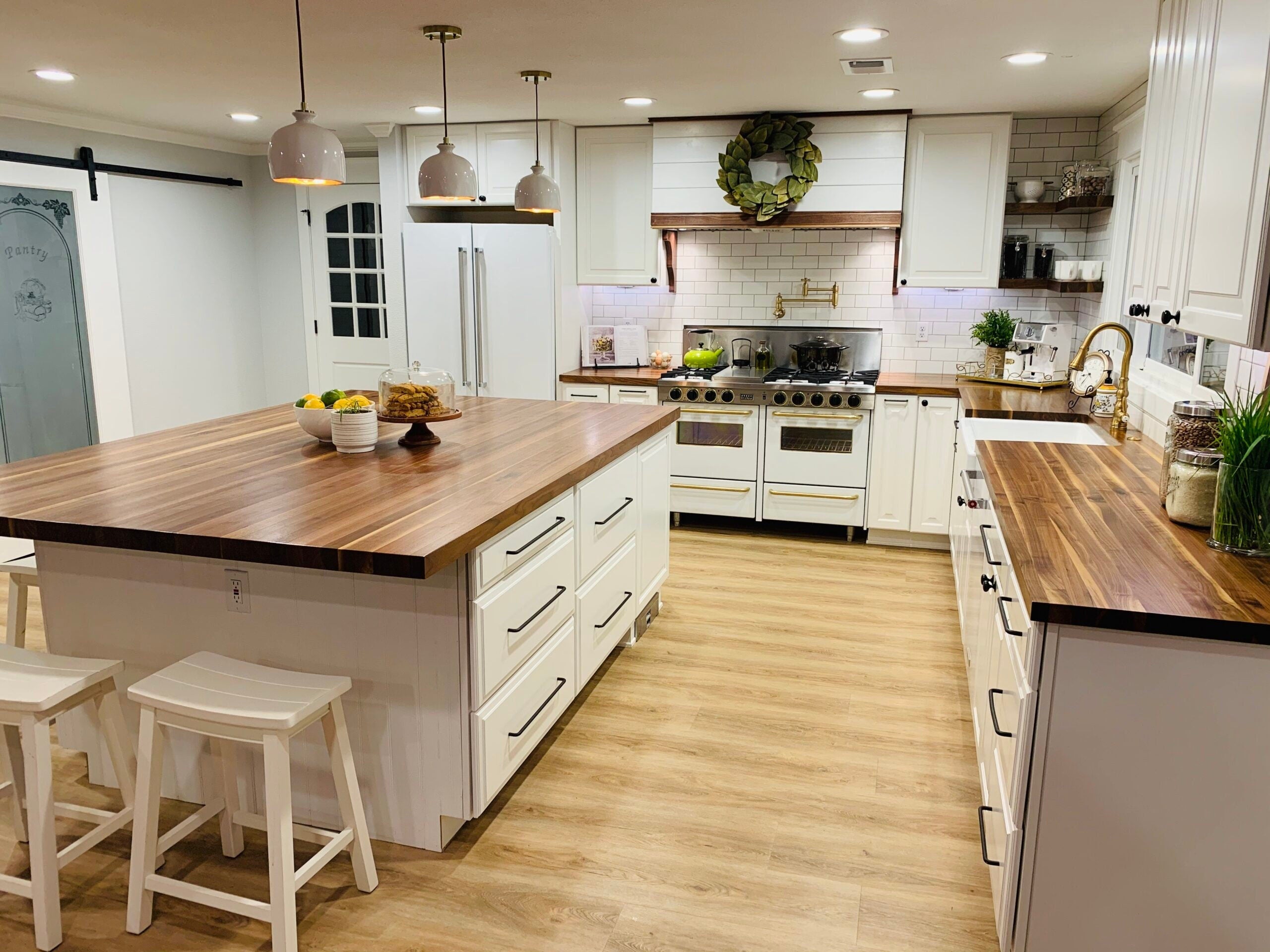 Walnut Butcher Block Countertop - Custom Butcher Block Island - Wooden
