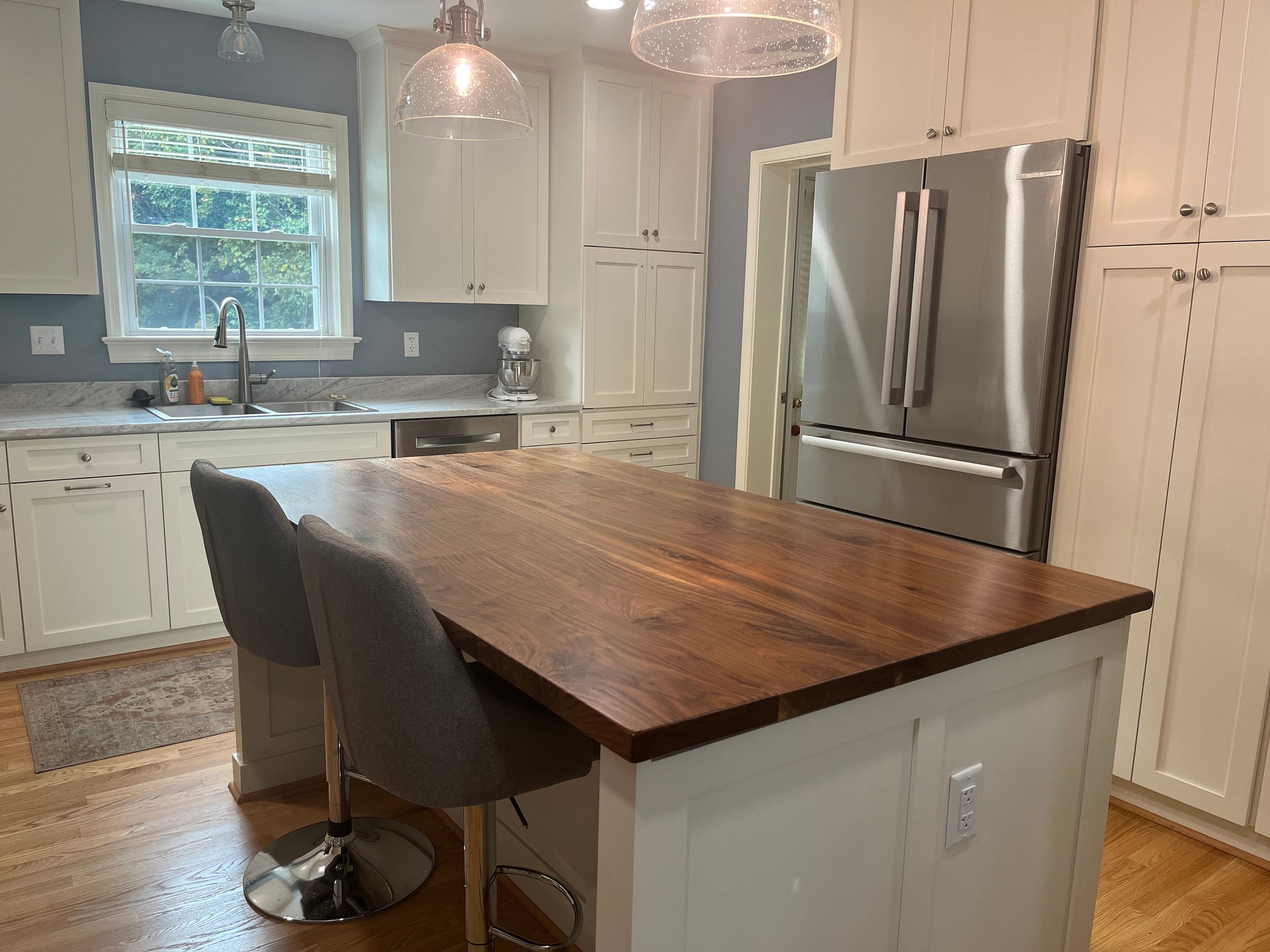 Walnut Butcher Block Countertop - Custom Butcher Block Island - Wooden