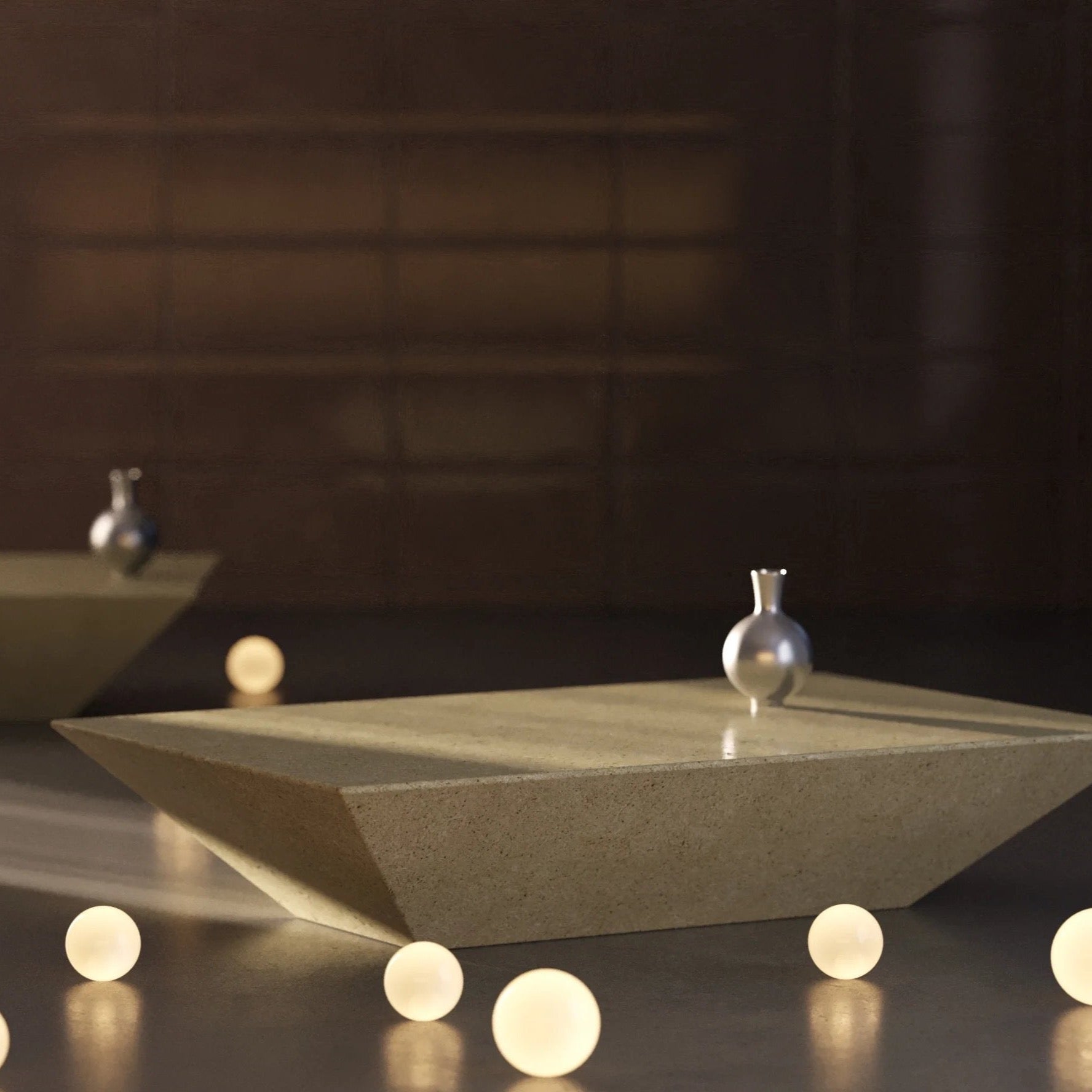 Kalif Elyon Rectangular Terrazzo Lightweight Concrete Coffee Table