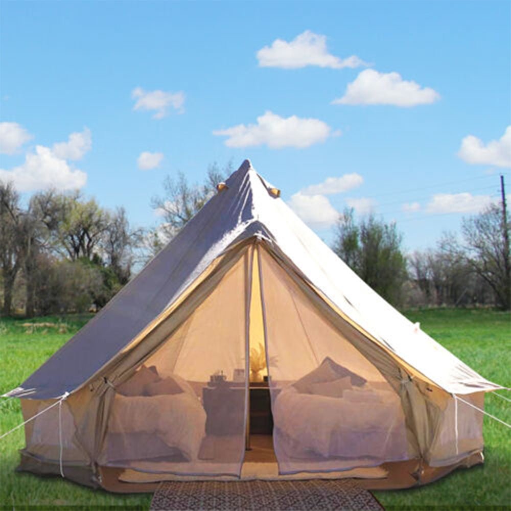 Large 10FT Outdoor Luxury Glamping Yurt Teepee Canvas Camping House W/