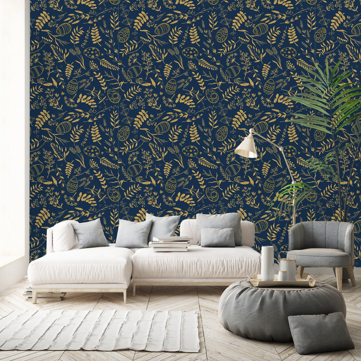 Dark Blue Herbs Wallpaper