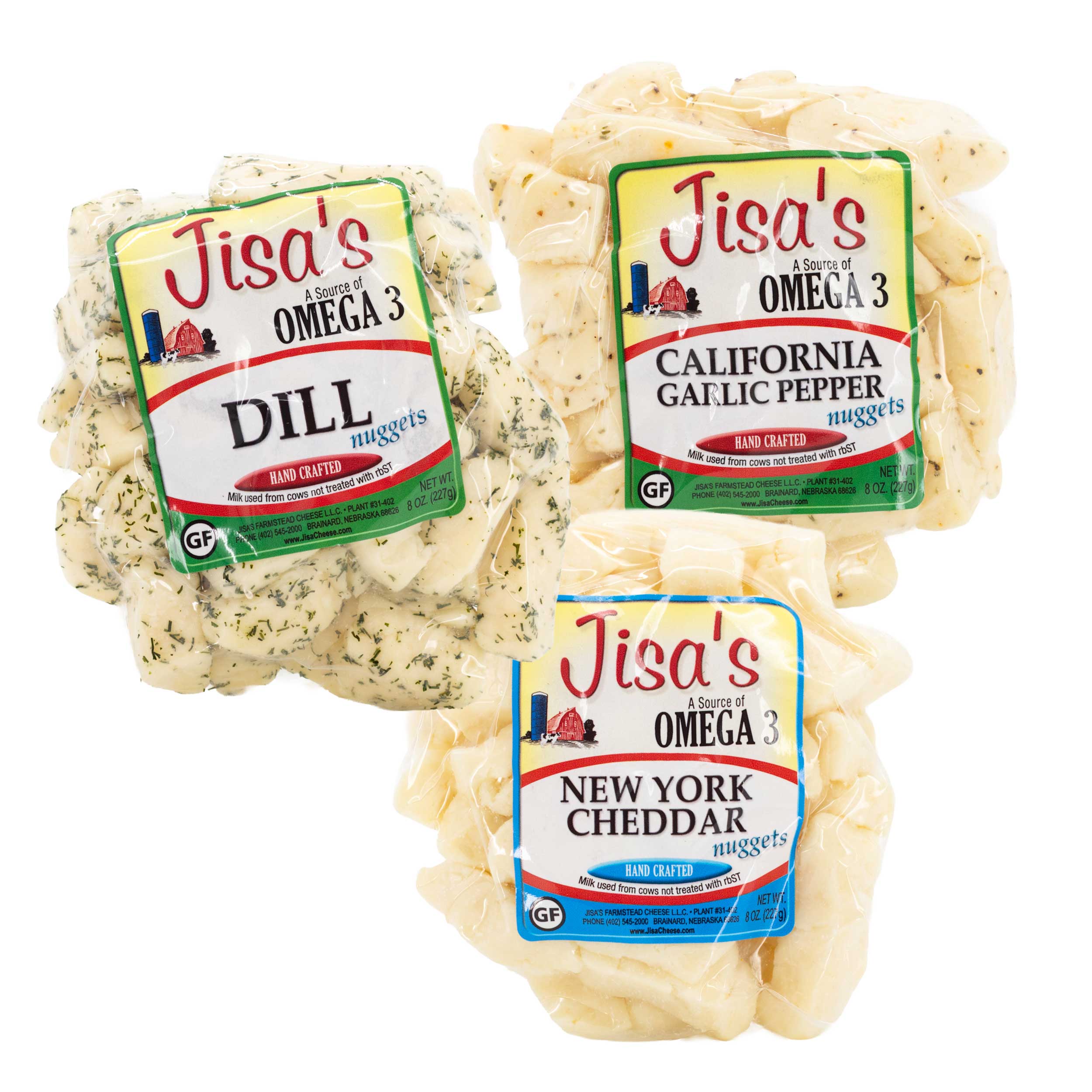Cheese Nuggets 3 Piece Sampler | New York Cheddar, Dill, California Ga