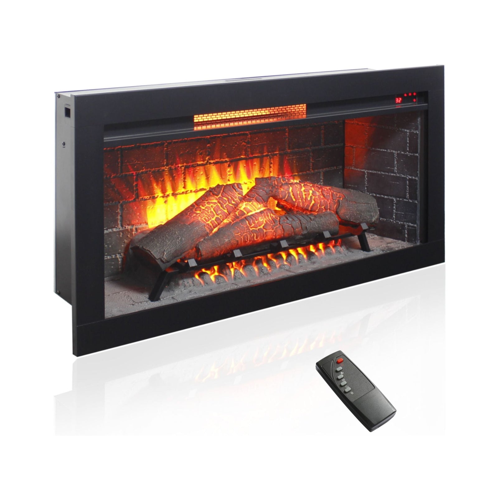 Nuvia 36-Inch Electric Antique Black Touch Panel Infrared Fireplace In