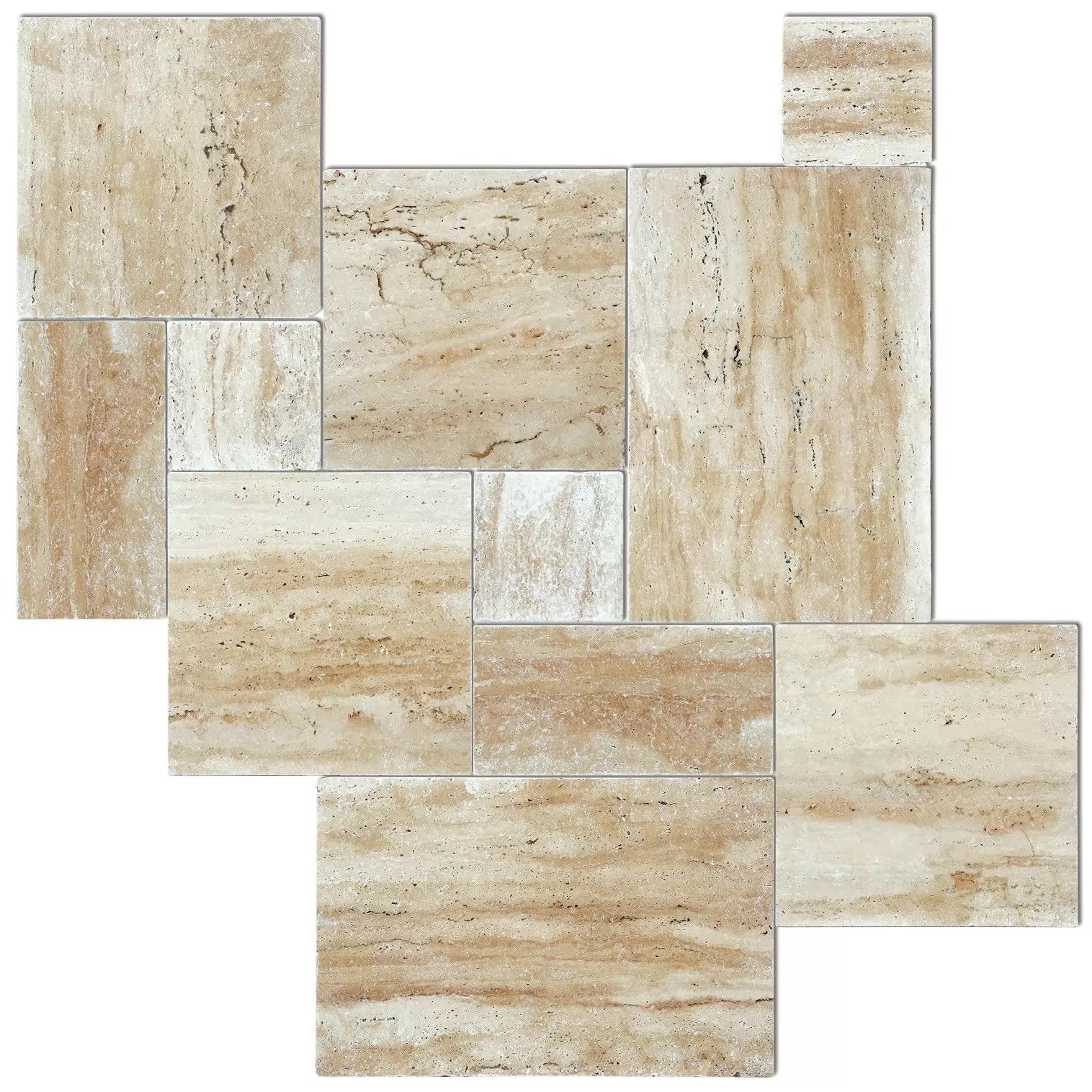 Patara Beige Vein-cut Travertine Pattern Tumbled Pavers