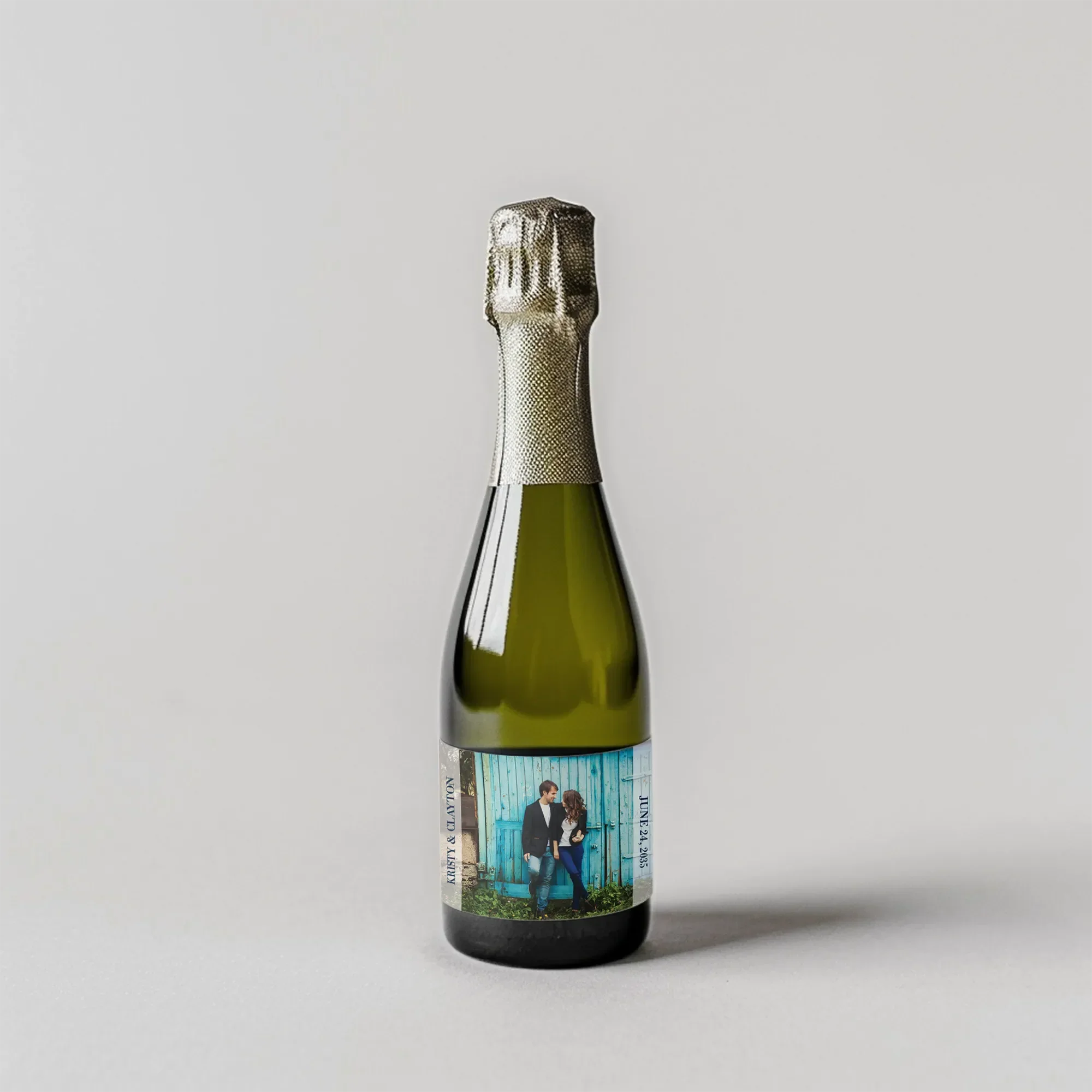 Photo White Bars Mini Champagne Split Label