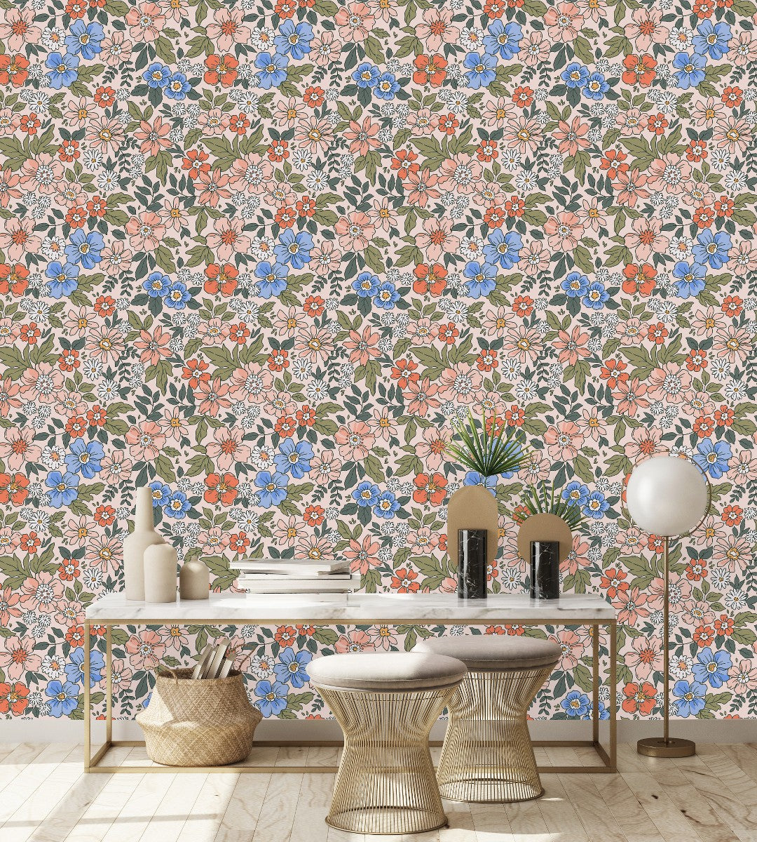 Stylish Hand Drawn Flowers Wallpaper