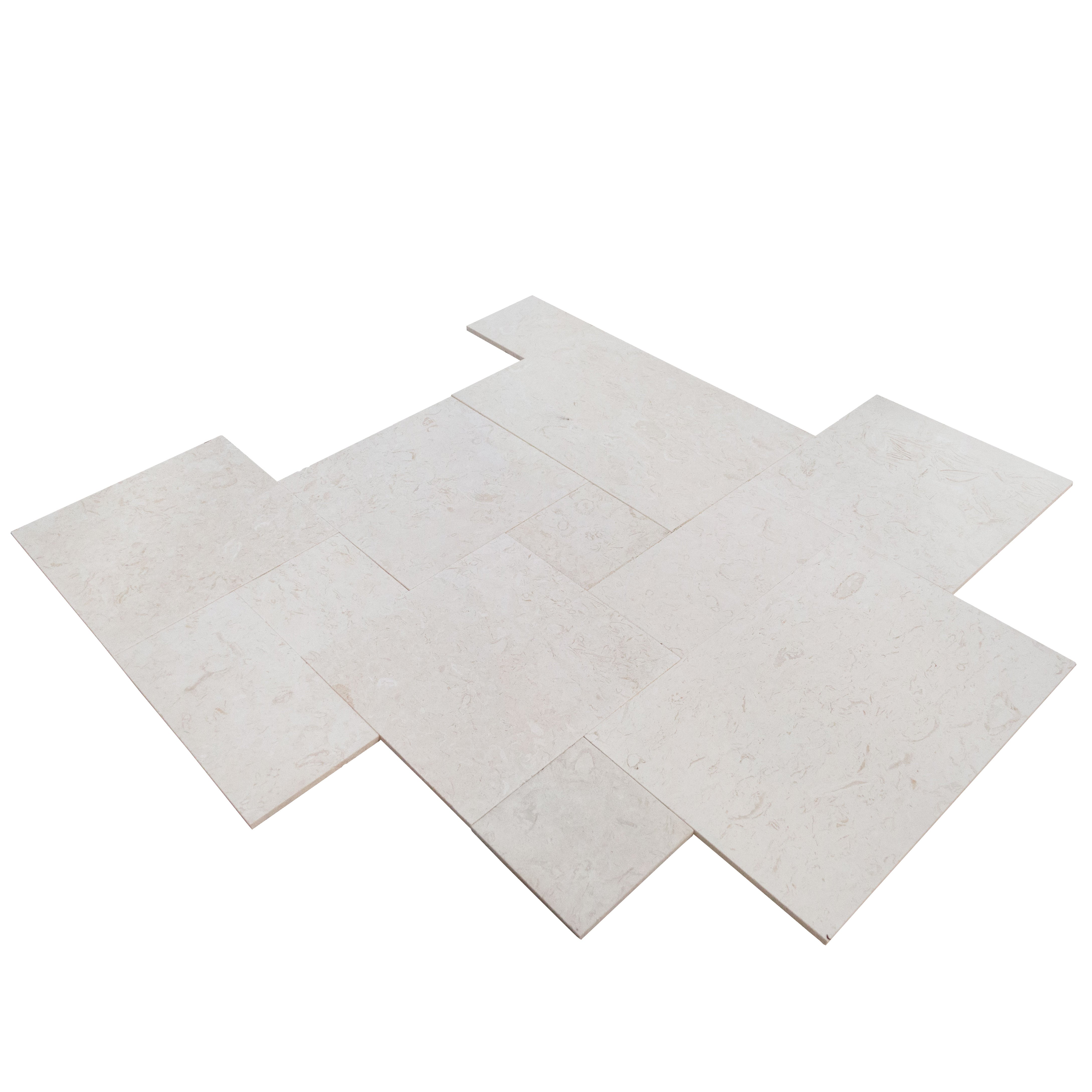 Shell Stone White Fossil Limestone Tiles 4 sized Pattern Tumbled
