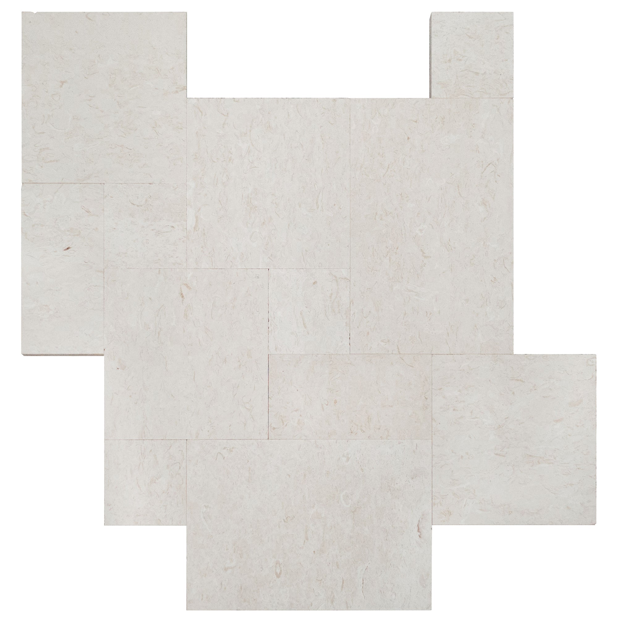 Shell Stone White Fossil Limestone Tiles 4 sized Pattern Tumbled