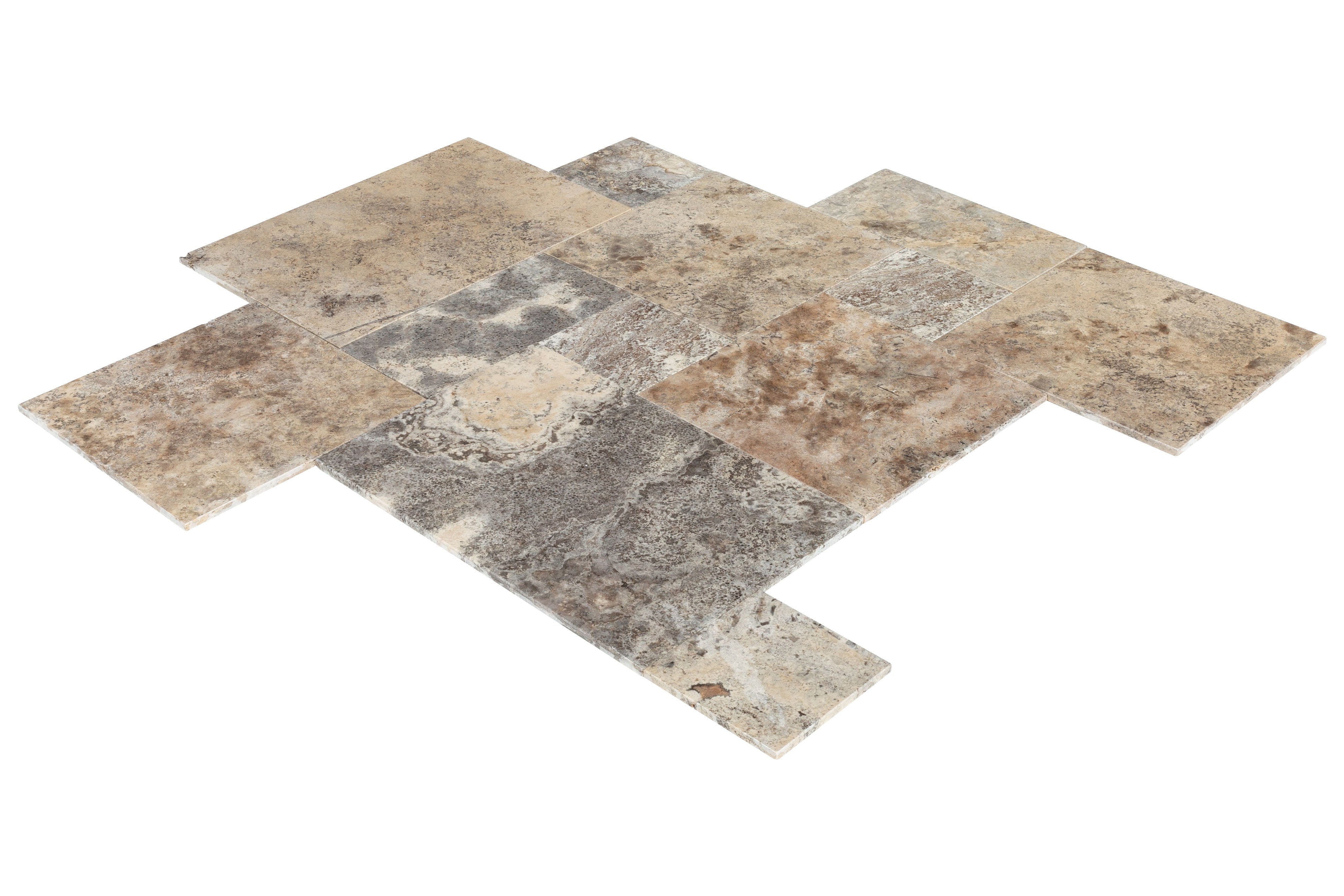 Silver Antique Pattern Travertine Tile