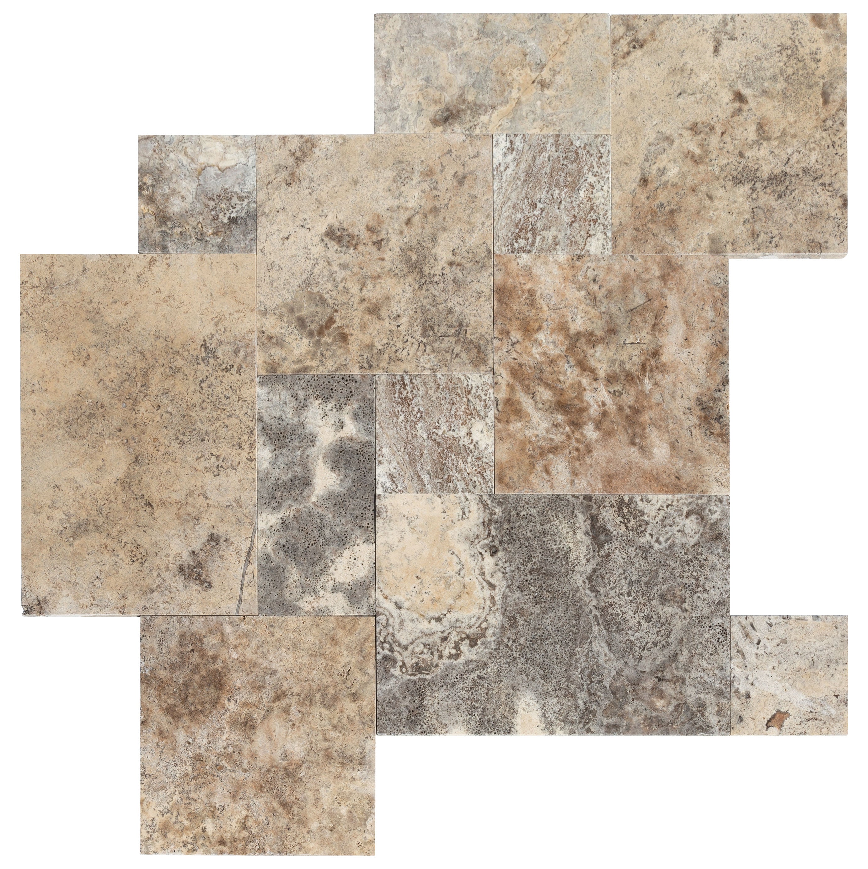 Silver Antique Pattern Travertine Tile
