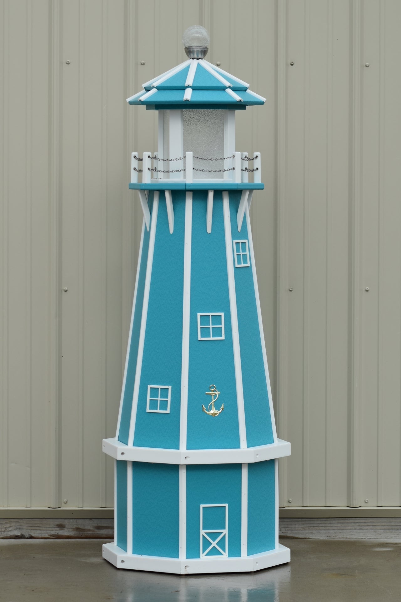 5 ft. Octagon Solar and Electric Powered Poly Lighthouses Aruba Blue w