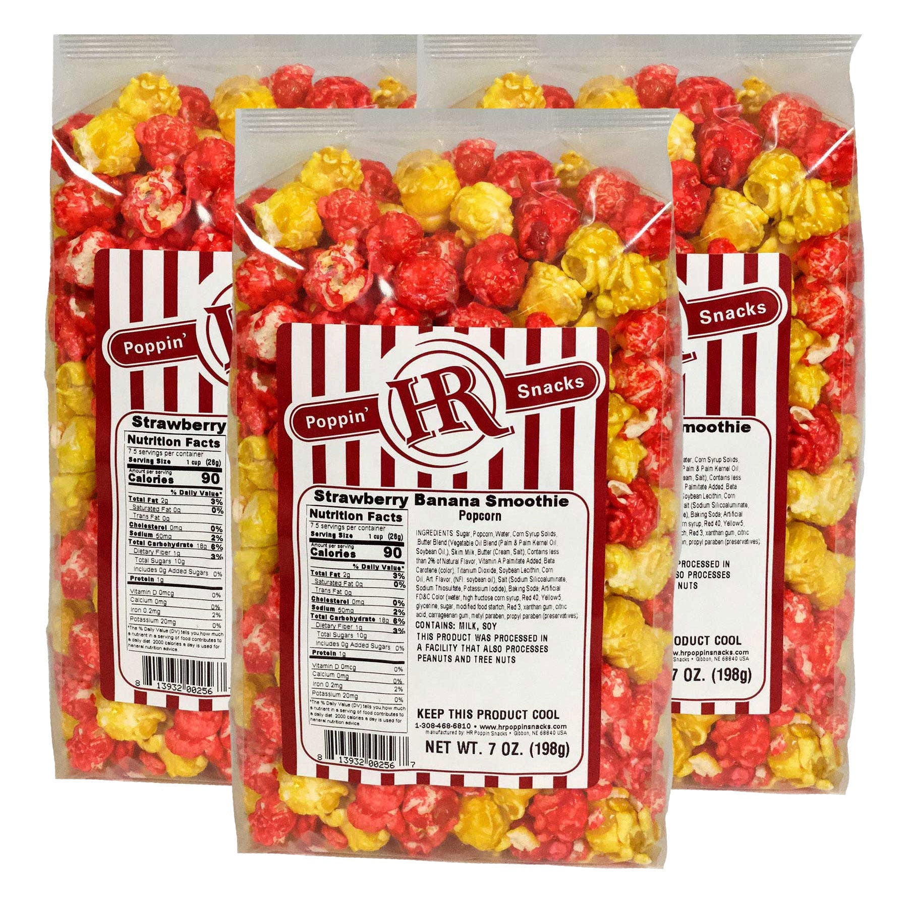 Strawberry Banana Smoothie Popcorn | Pack of 3 | 7 oz | HR Poppin' Sna