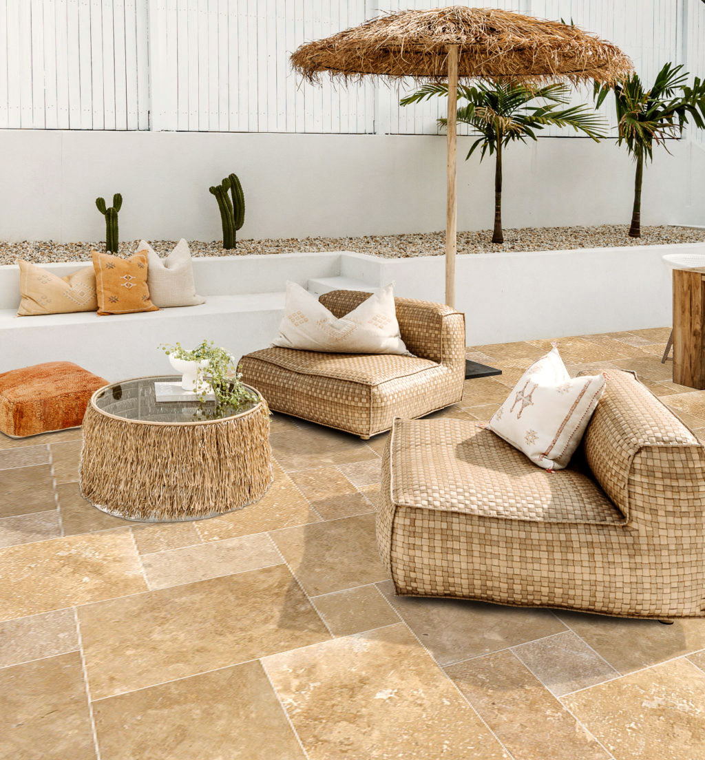 MSI Travertine Pavers Tuscany Walnut Tumbled Floor Tile