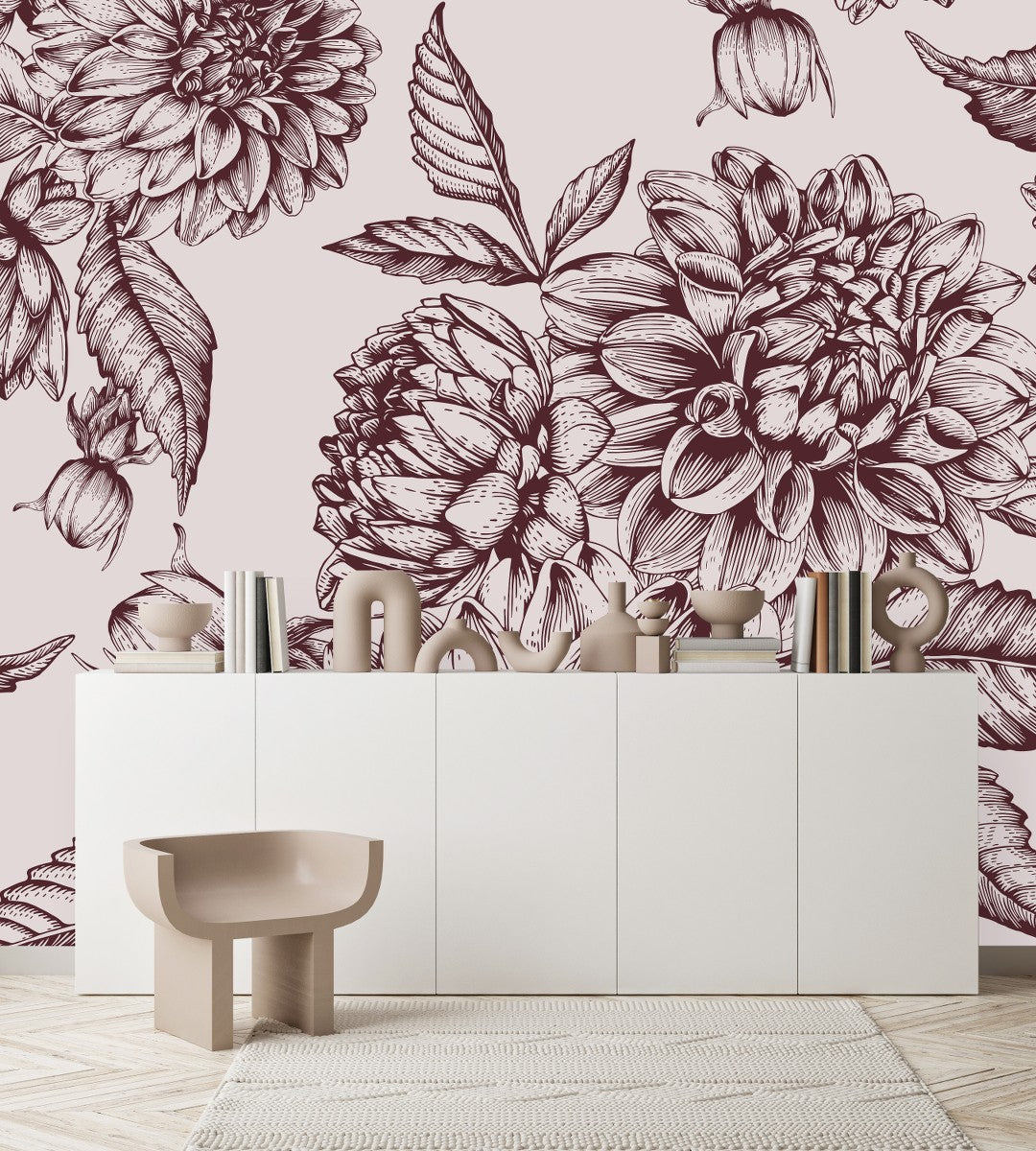 Contemporary Modern Large Flowers Wallpaper