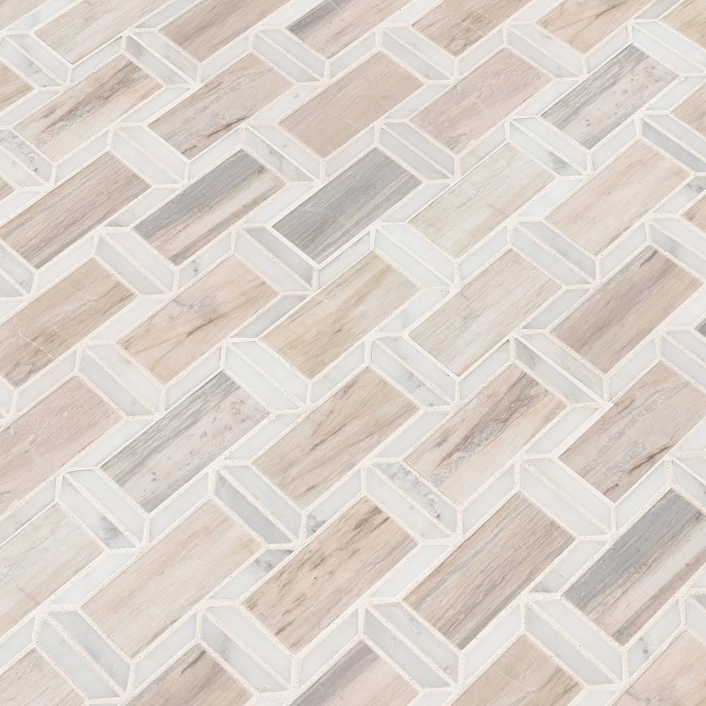 MSI Angora Framework Polished Marble Mesh-Mounted Mosaic Tile