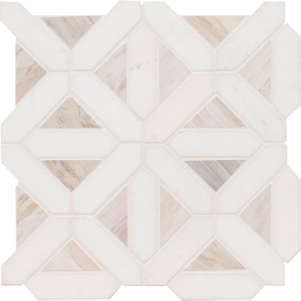 MSI Angora Geometric 12"x12" Polished Marble Mesh Mounted Mosaic Tile