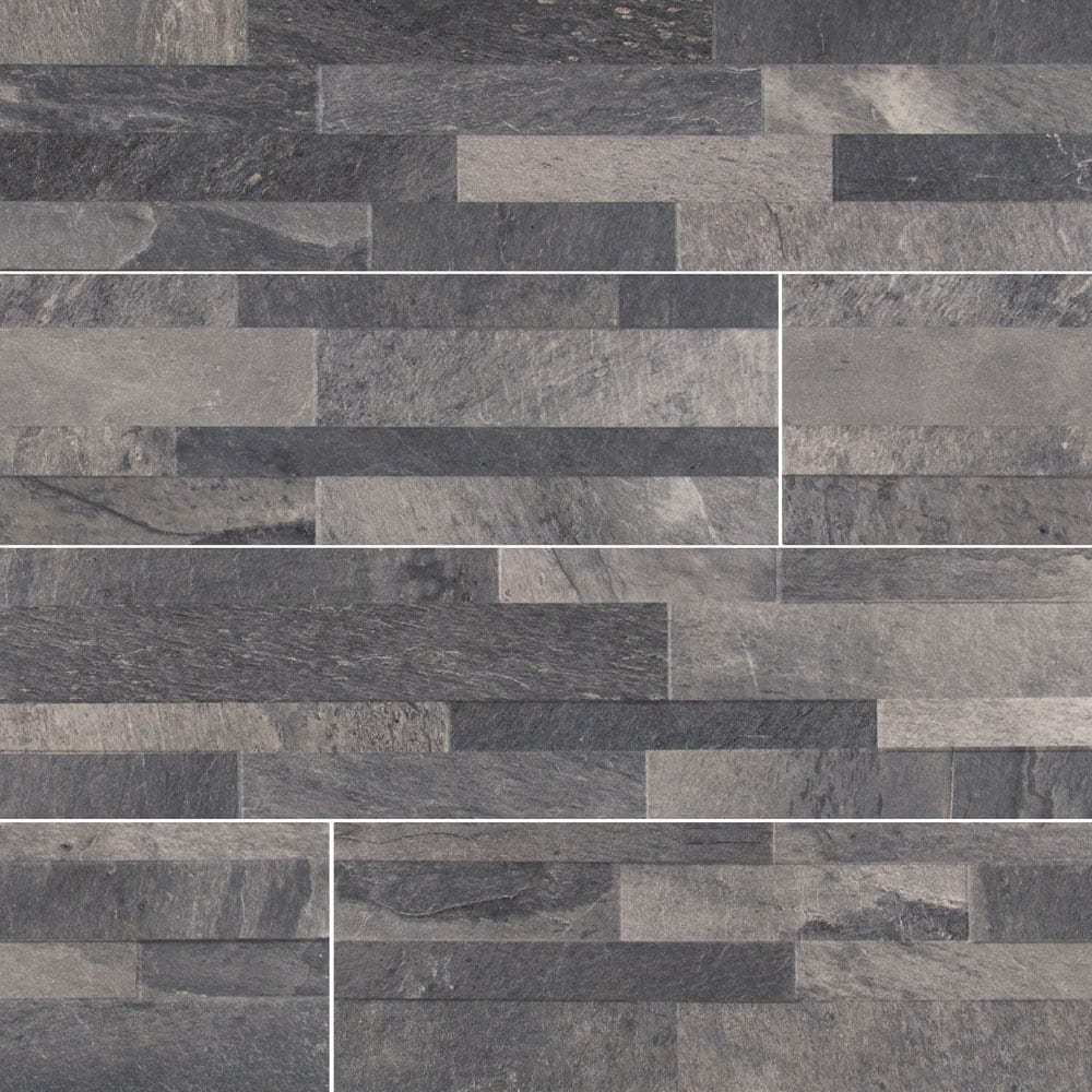 Ardesia Black Ledger Panel 6"x 24" Glazed Porcelain Wall Tile