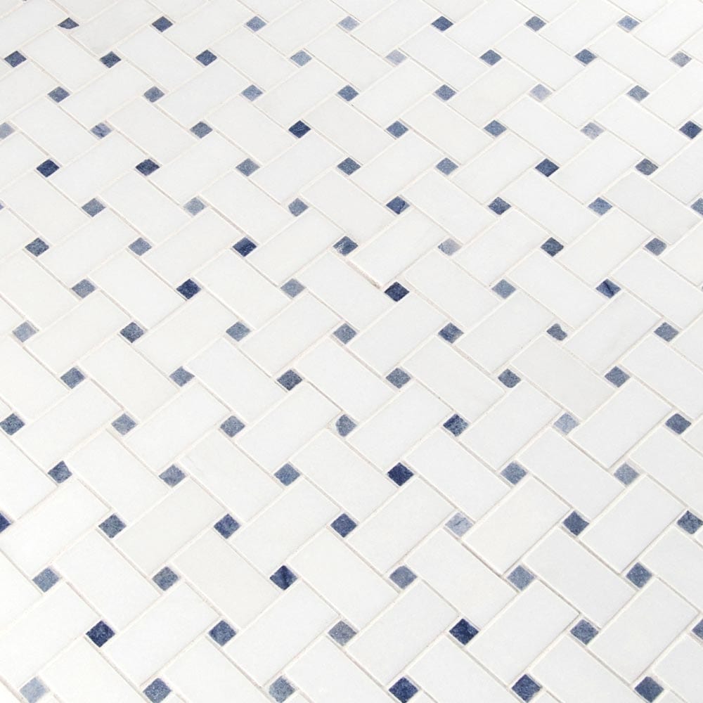 Azula Basket Weave Polished Marble Mesh-Mounted Mosaic Tile Pattern