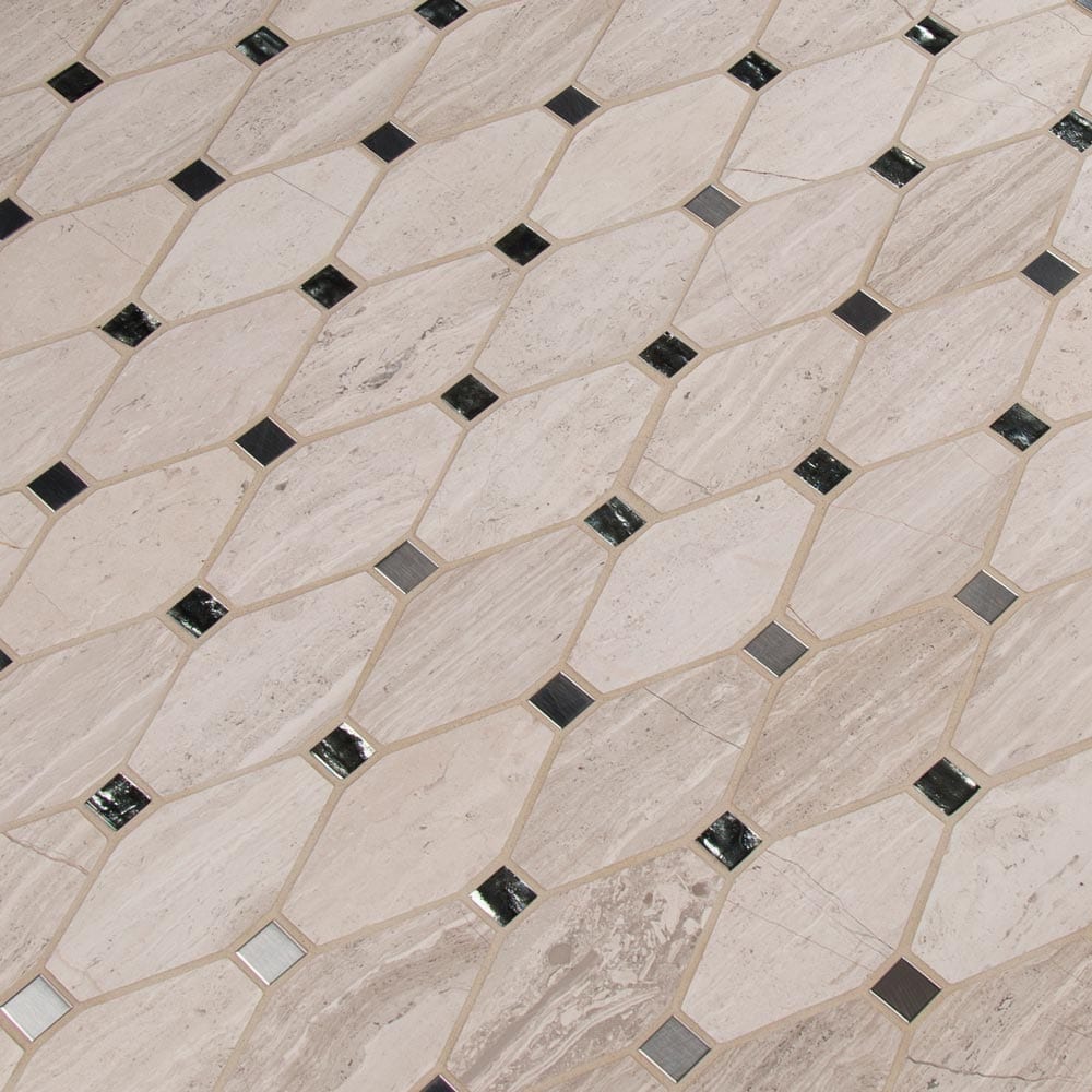Bayview Elongated Octagon Mesh-Mounted Mosaic Tile