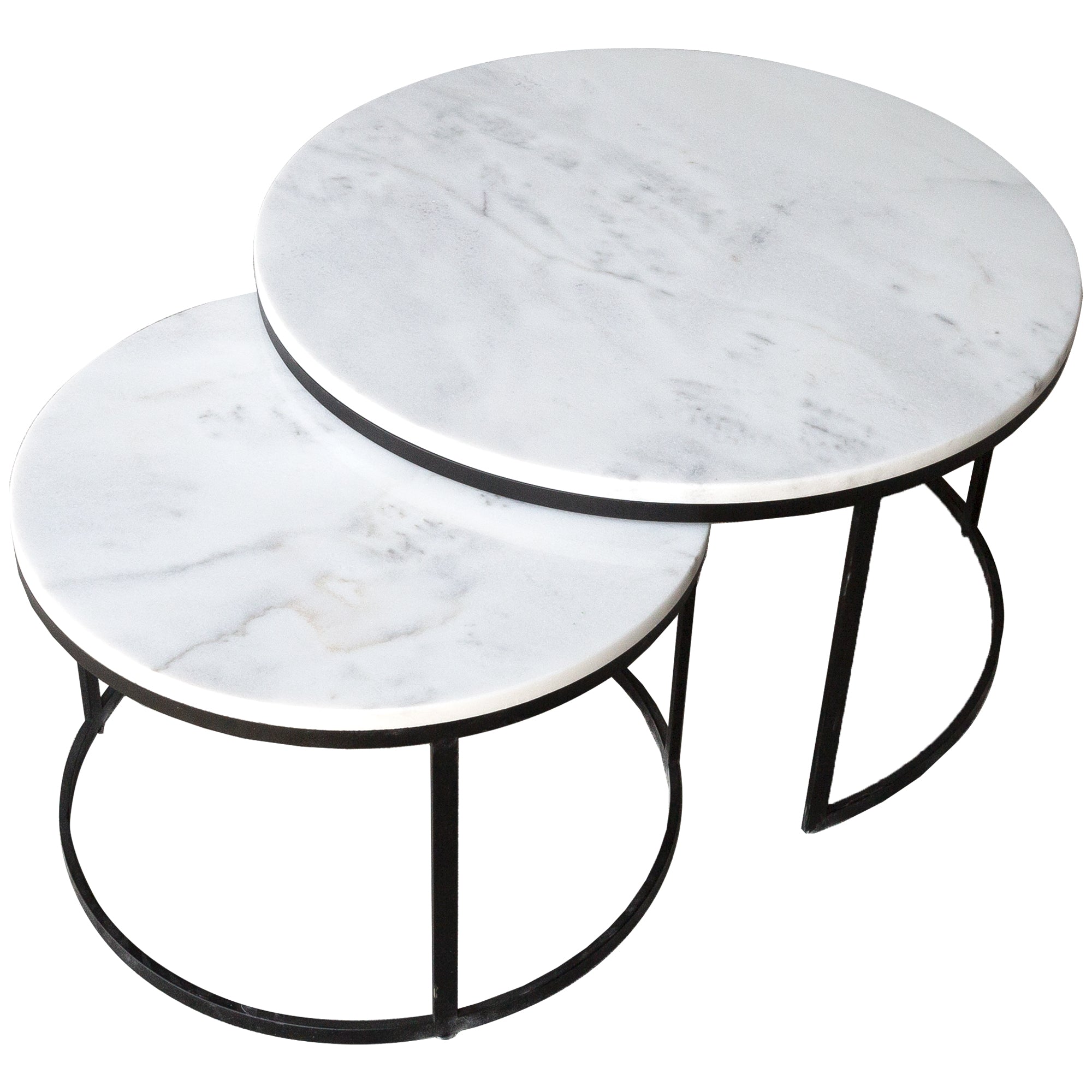 Carrara White Marble Nesting Coffee Table Set of 2 | Villohome.com
