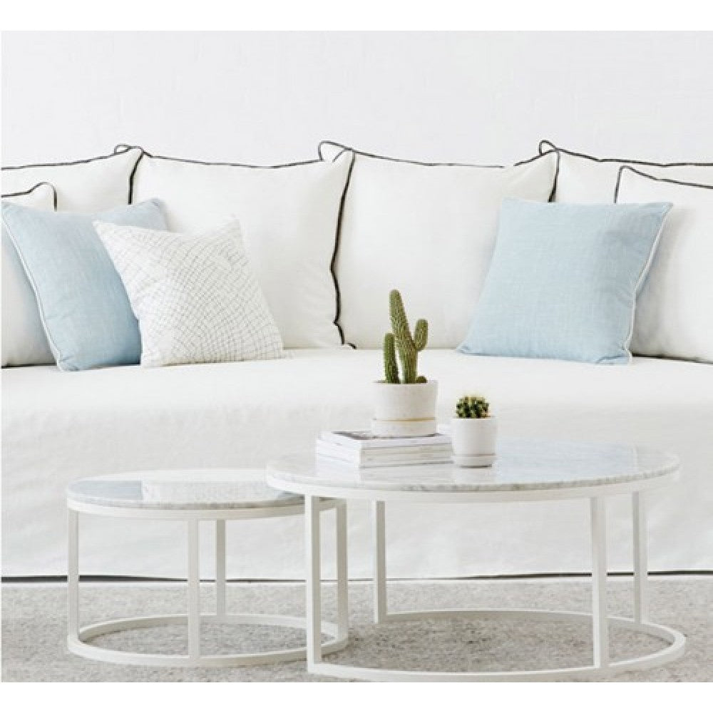 Carrara White Marble Nesting Coffee Table Set of 2 | Villohome.com