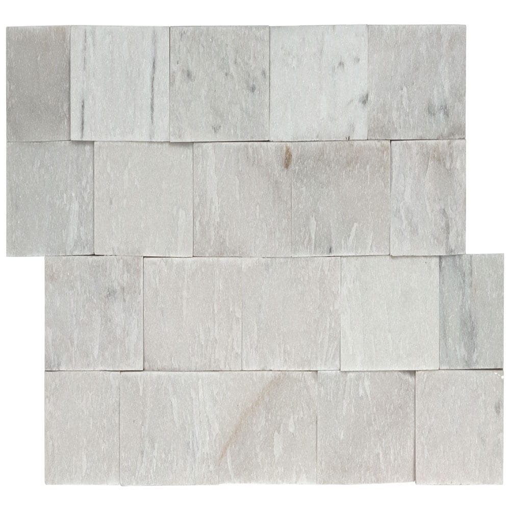 Rockmount Cosmic White Ledger Panel Splitface Marble Wall Tile | Villohome