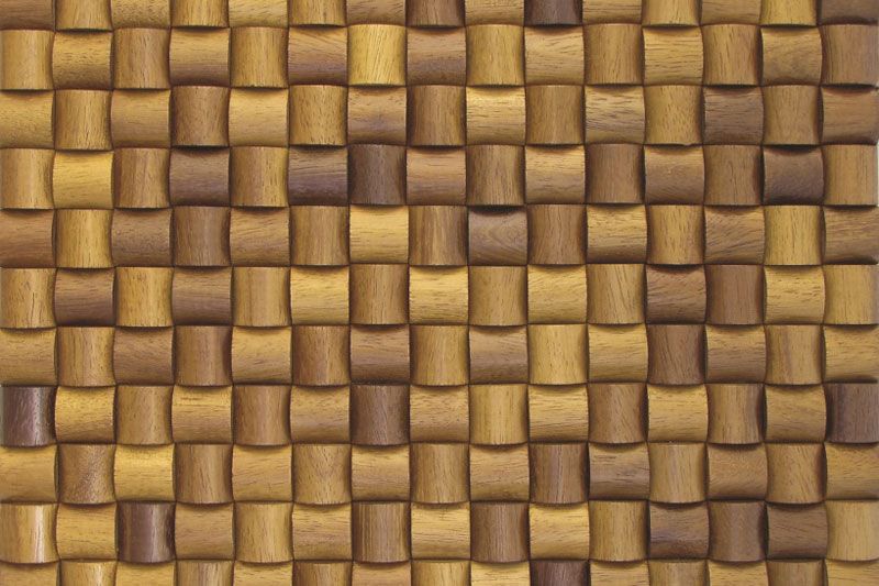 Iroko Straw Mesh-mounted Wood Mosaic Wall Tile - Livfloors Collection