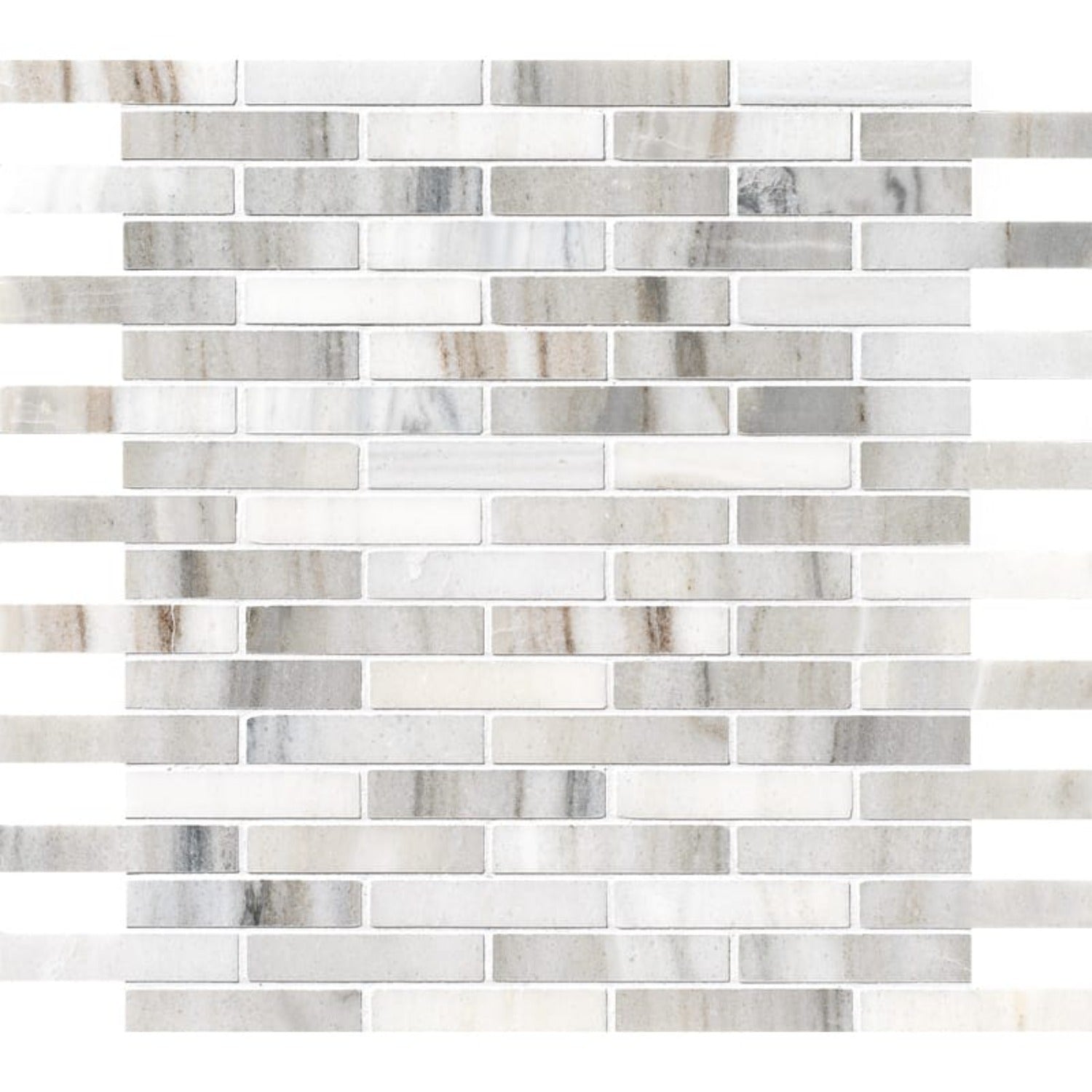 Lonte Skyline Polished 12"x12" Marble 5/8"x3" Mosaic Tiles
