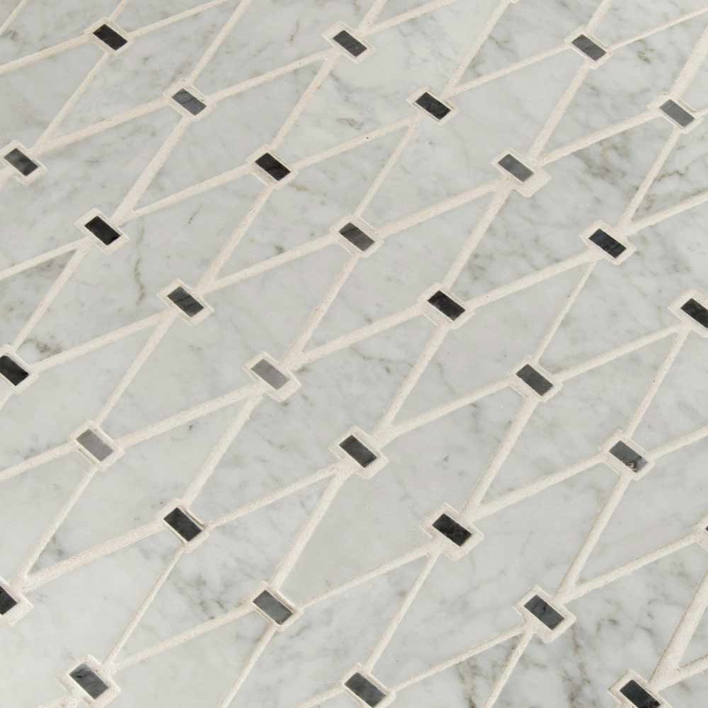 Marbella Diamond Polished Marble Mesh-Mounted Mosaic Tile Pattern-MSI ...
