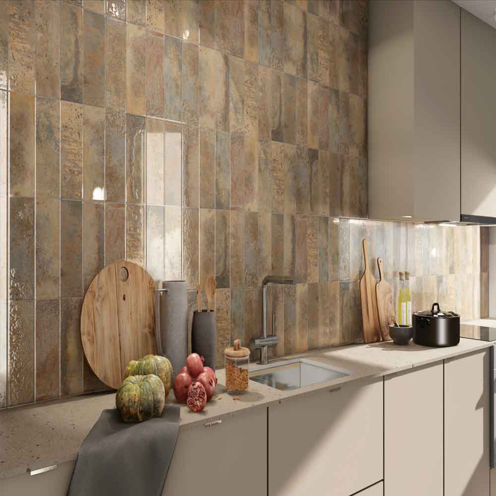 Marza Rust 4"x12" Glossy Ceramic Subway Wall Tile MSI Collection