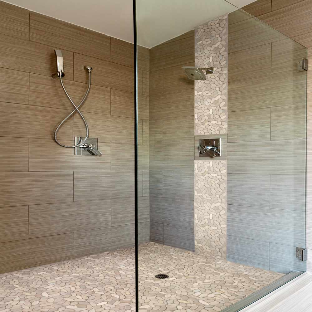 Mix River Rock Tumbled Quartz Mesh-Mounted Mosaic Tile Pattern-MSI