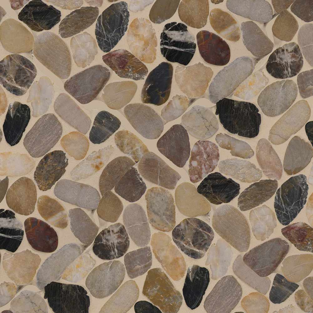 Mix River Rock Tumbled Quartz Mesh-Mounted Mosaic Tile Pattern-MSI