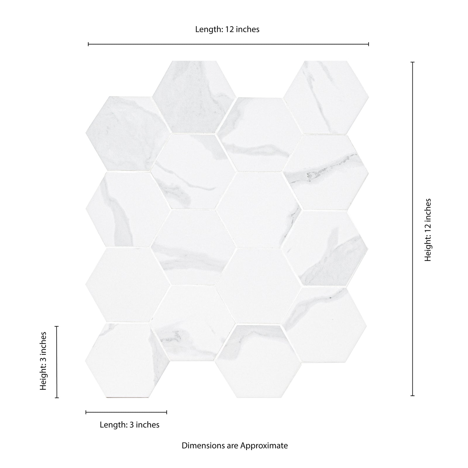 MSI Eden Statuary 12"x12" Matte 3" Hexagon Porcelain Mosaic Tile