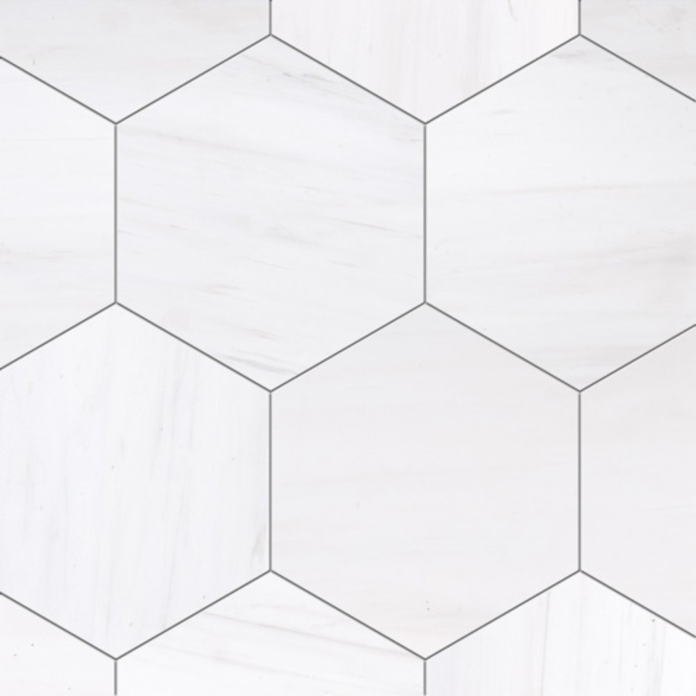 White Honed Hexagon Marble Tile 8"x8"- Checkerboard Collection