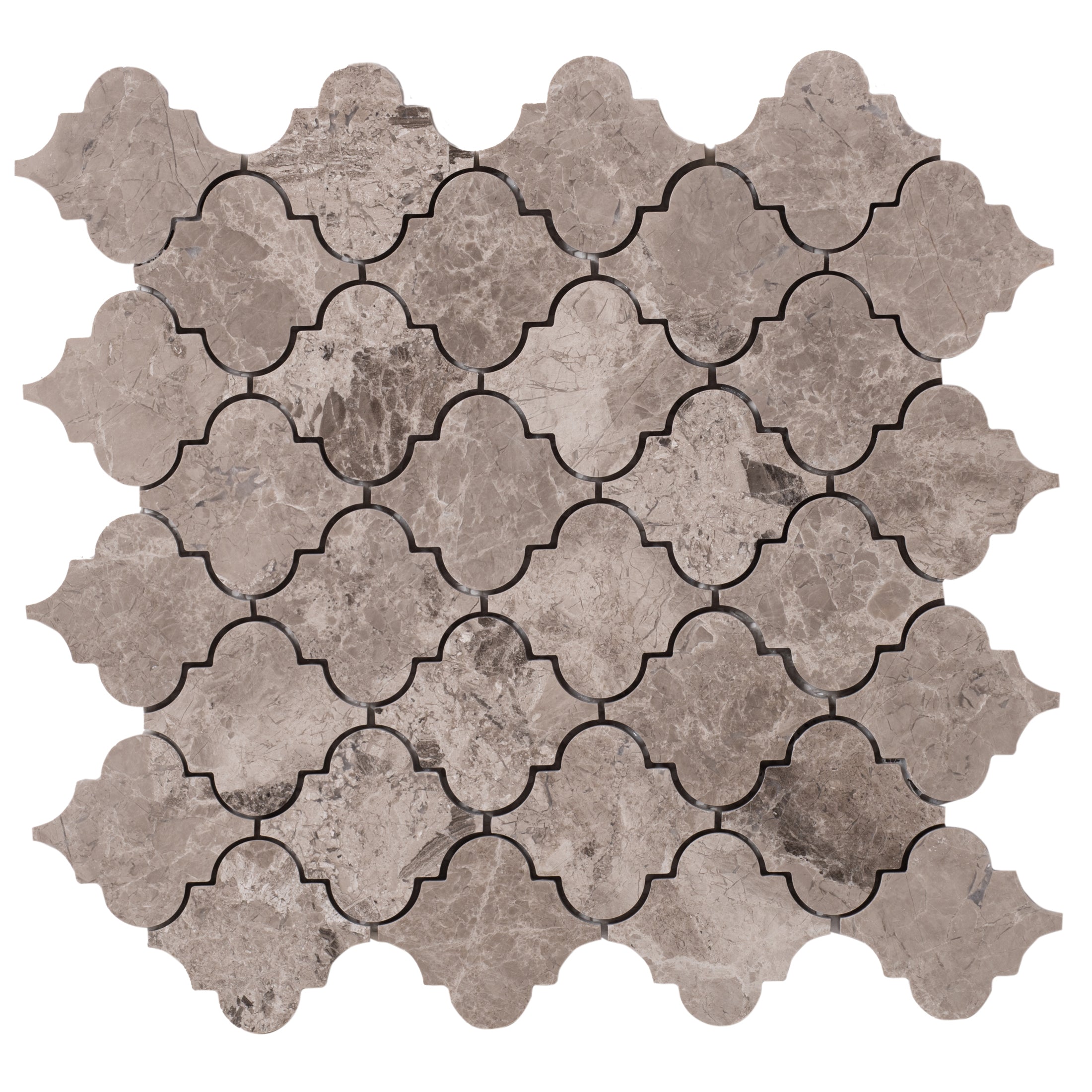 Silver Shadow Marble Casablanca on 12" x 12" Mesh Mosaic Tile - Belair