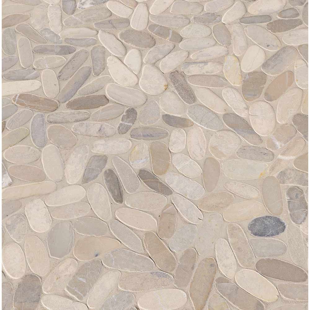 Sliced Pebble Truffle Tumbled Marble Mesh-Mounted Mosaic Tile -MSI