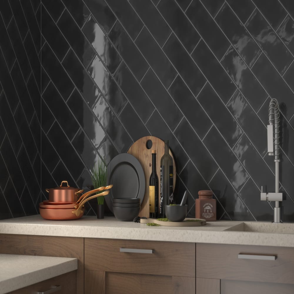 MSI Urbano Ink Ceramic White Subway Tile 4"x12" Glossy